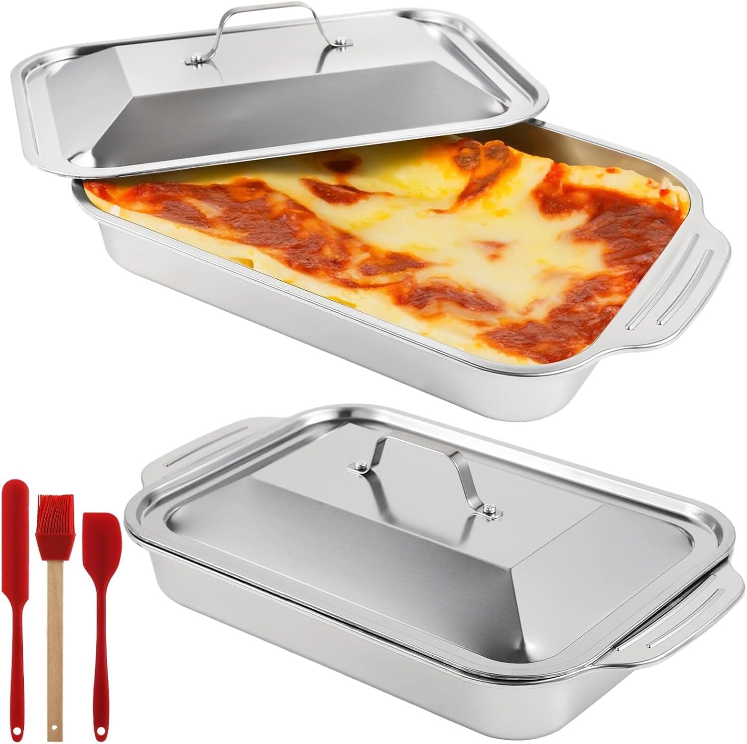2 count Stainless Steel Cake Pans, 9x13 Rectangular Baking Pans with ...