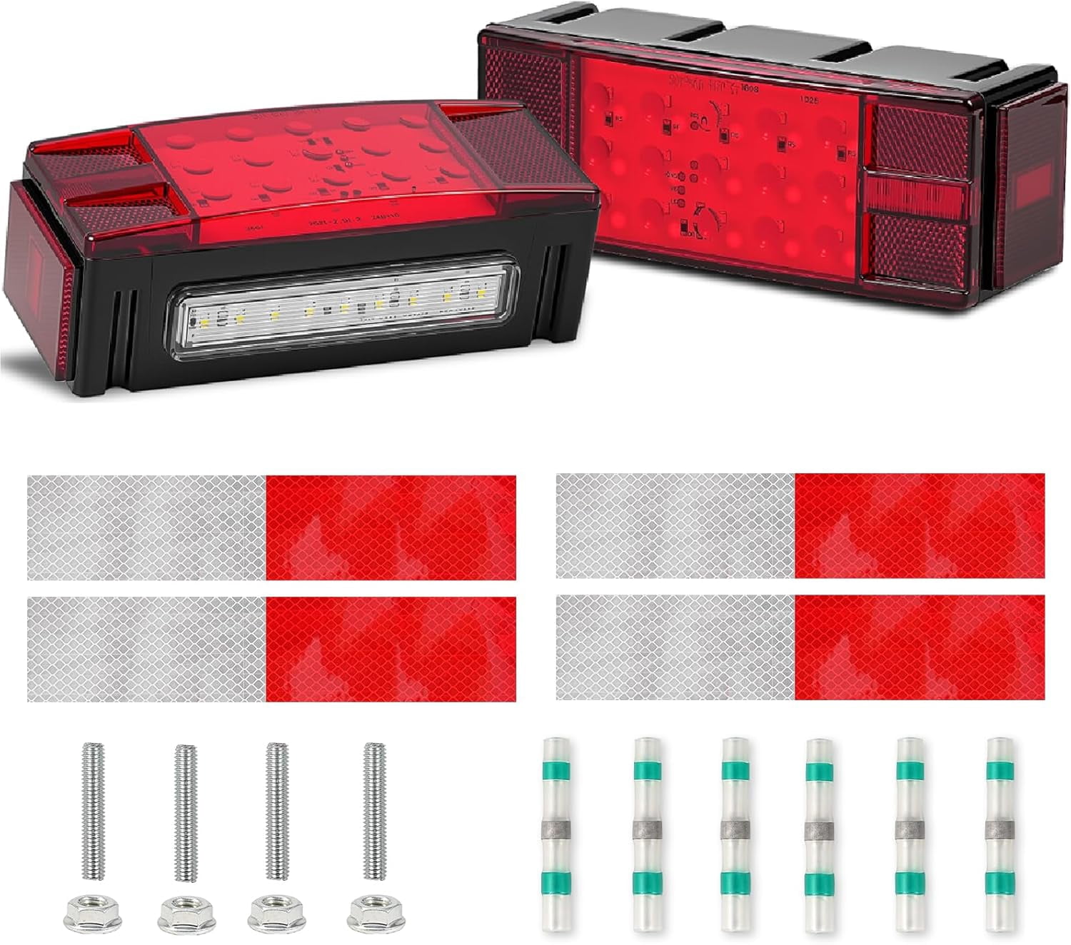 2 count Submersible Kit Low Profile Rectangular Trailer Light Tail Stop ...