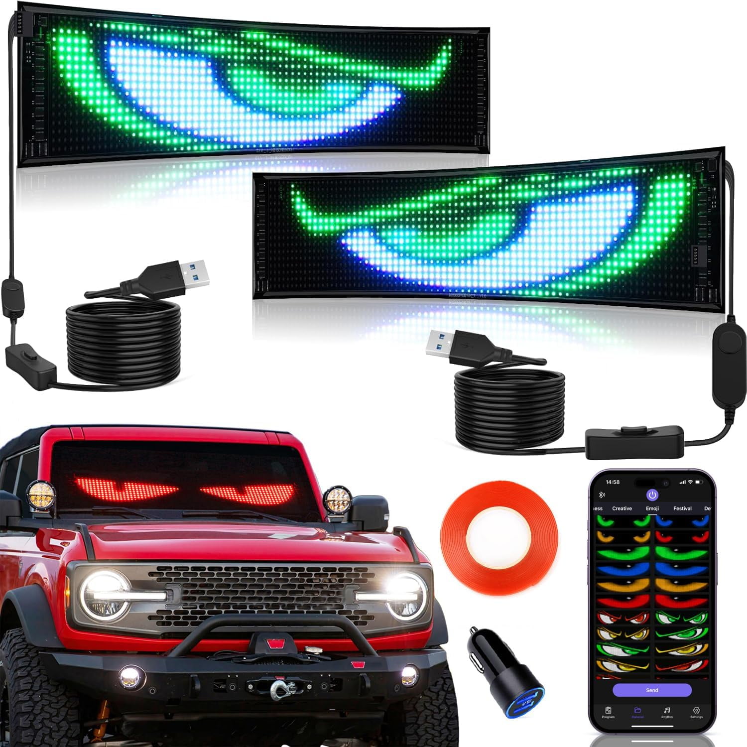 2 count Synchronized Devil Eyes Light for , 14.6"X3.6" Flex Display ...