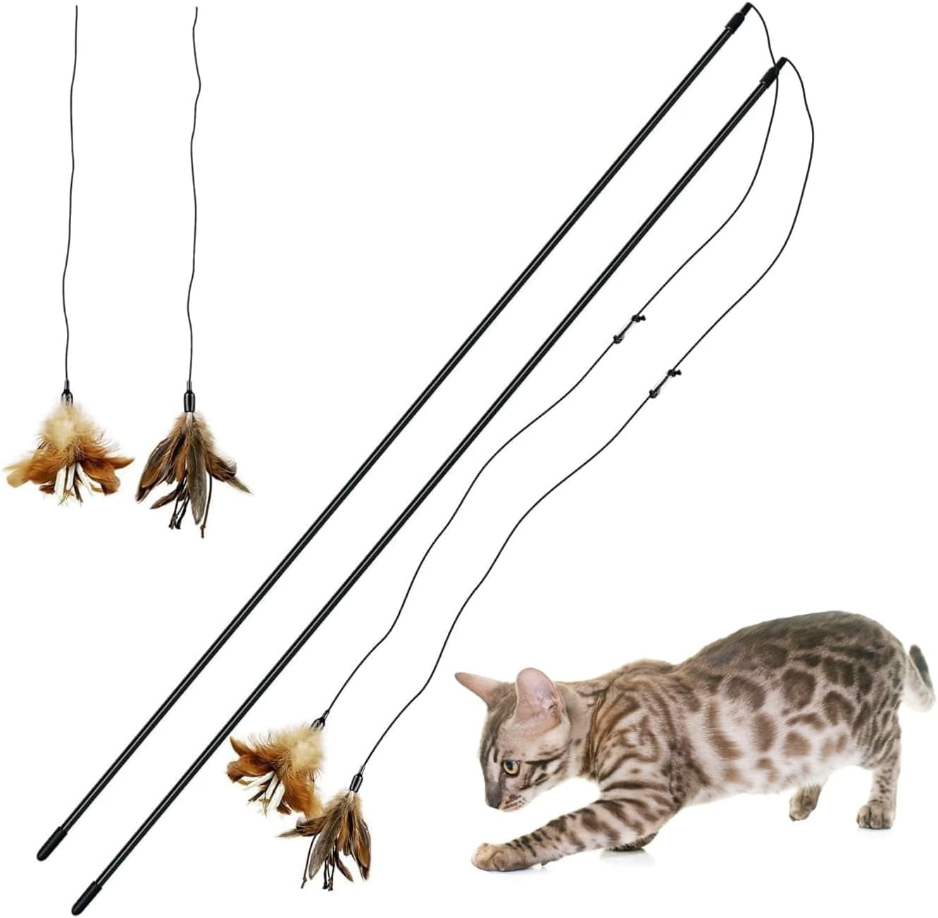 2 count Wand ,31.5" Extra Long Teaser Wands and 4 count Refills ...