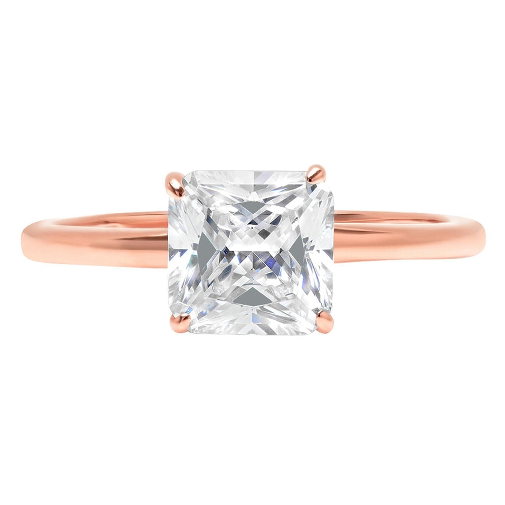 2 ct Asscher Cut Moissanite Solitaire 18K Rose Gold Womens Engagement Ring - Walmart.com