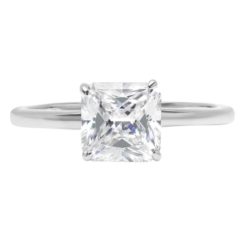 2 ct Asscher Cut Moissanite Solitaire 18K White Gold Womens Engagement Ring - Walmart.com
