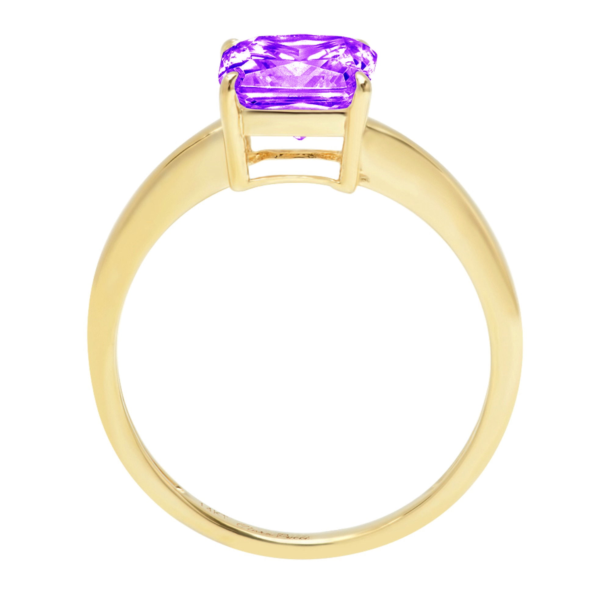 2 ct Asscher Cut Natural Amethyst Solitaire Engagement Ring for Women ...