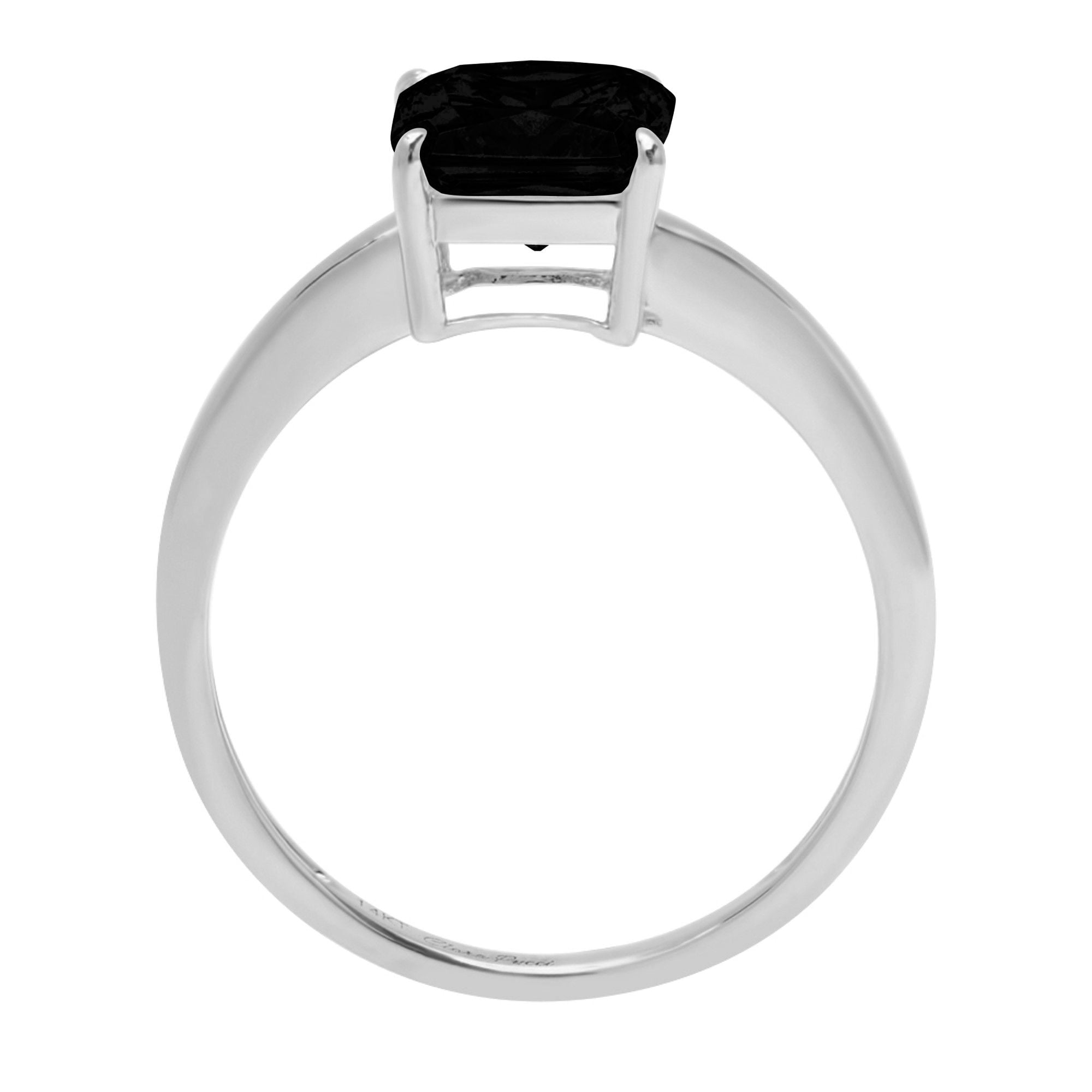 2 ct Asscher Cut Natural Onyx Solitaire Engagement Ring for Women in 18K White Gold - Walmart.com