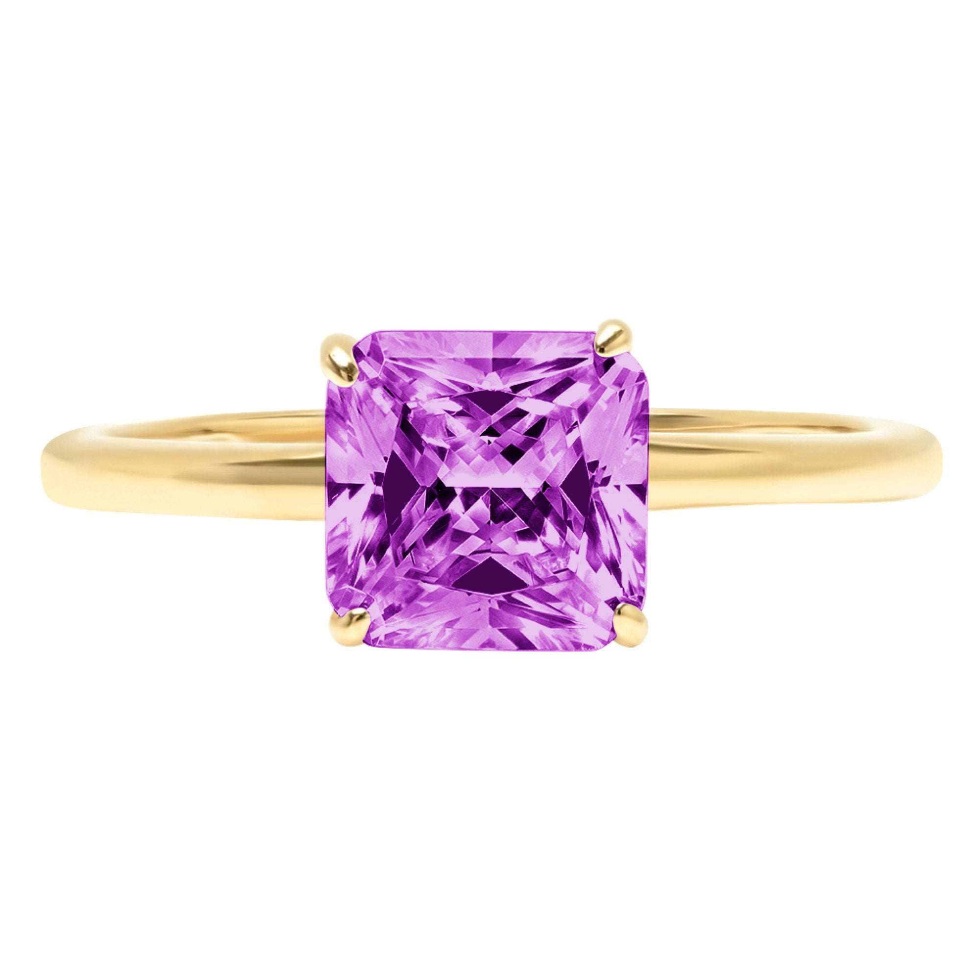 2 ct Asscher Cut Simulated Alexandrite Solitaire 18K Yellow Gold Womens ...