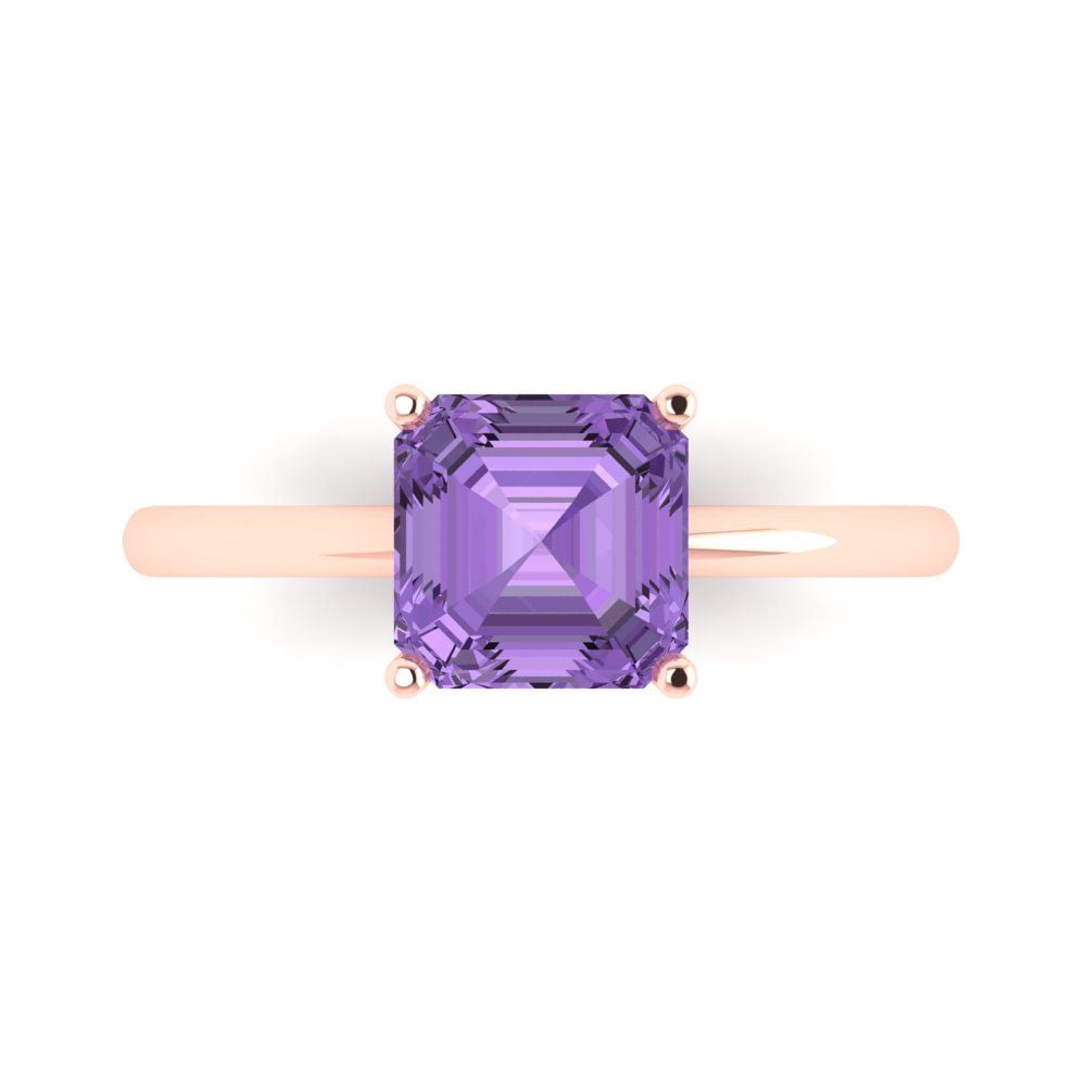 2 ct Asscher Cut Simulated Alexandrite Solitaire Engagement Ring for ...