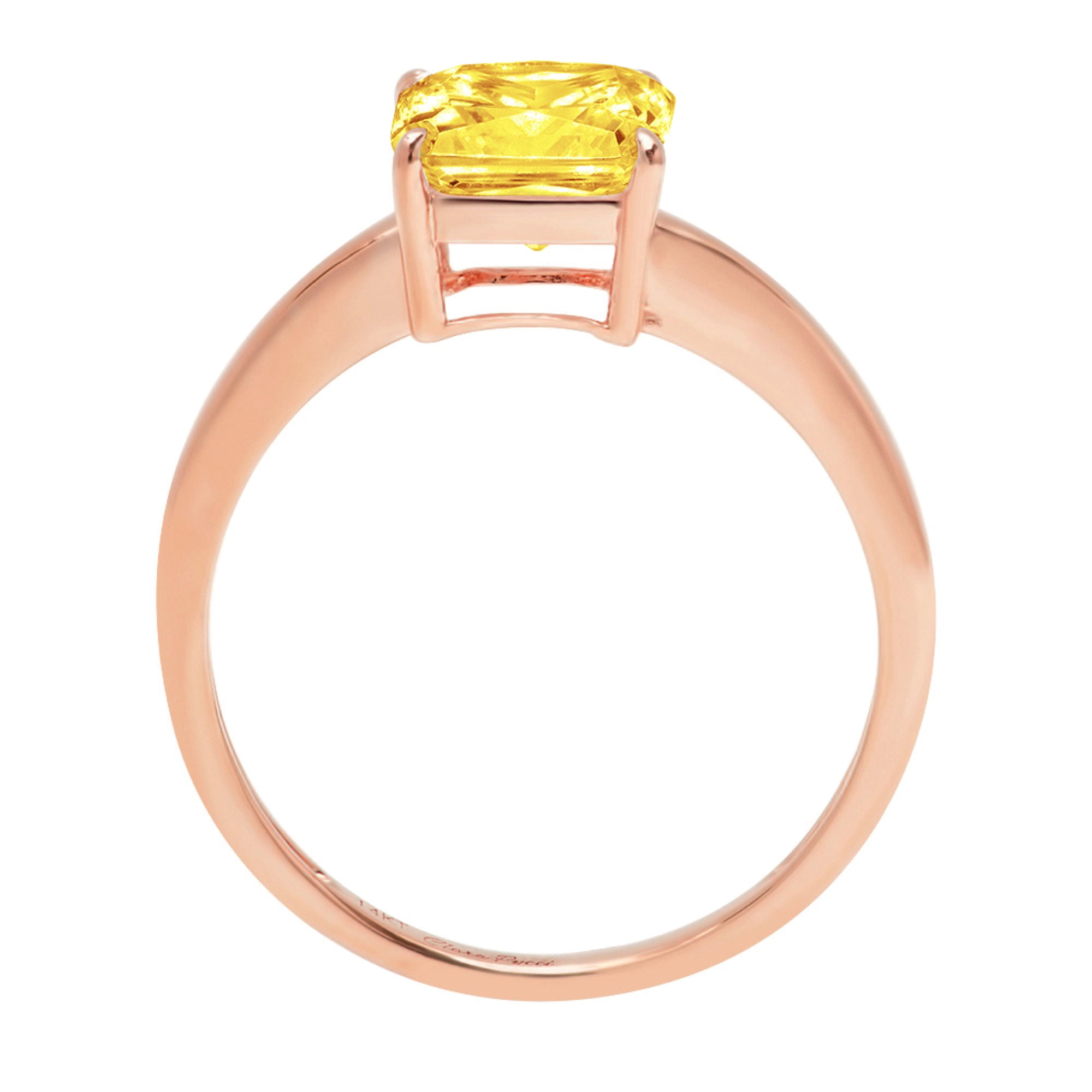 2 ct Asscher Cut Simulated Yellow Diamond Solitaire Engagement Ring for ...