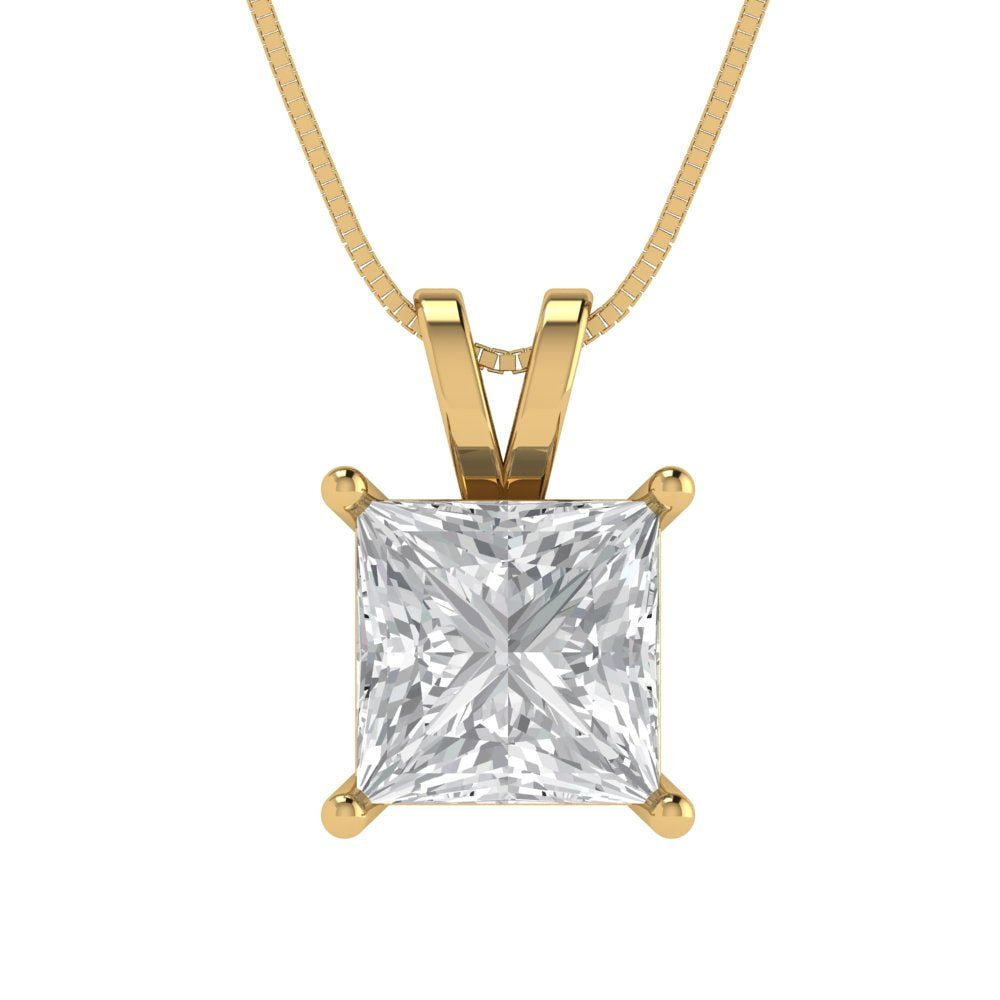 2 ct Brilliant Princess Cut Solitaire VVS1 Genuine White Sapphire Solid ...