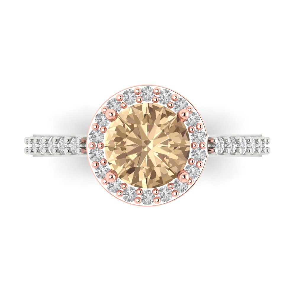Solitaire with Accents Engagement Ring for Women - 1.86ct Yellow Moissanite in 18K White/Rose ...