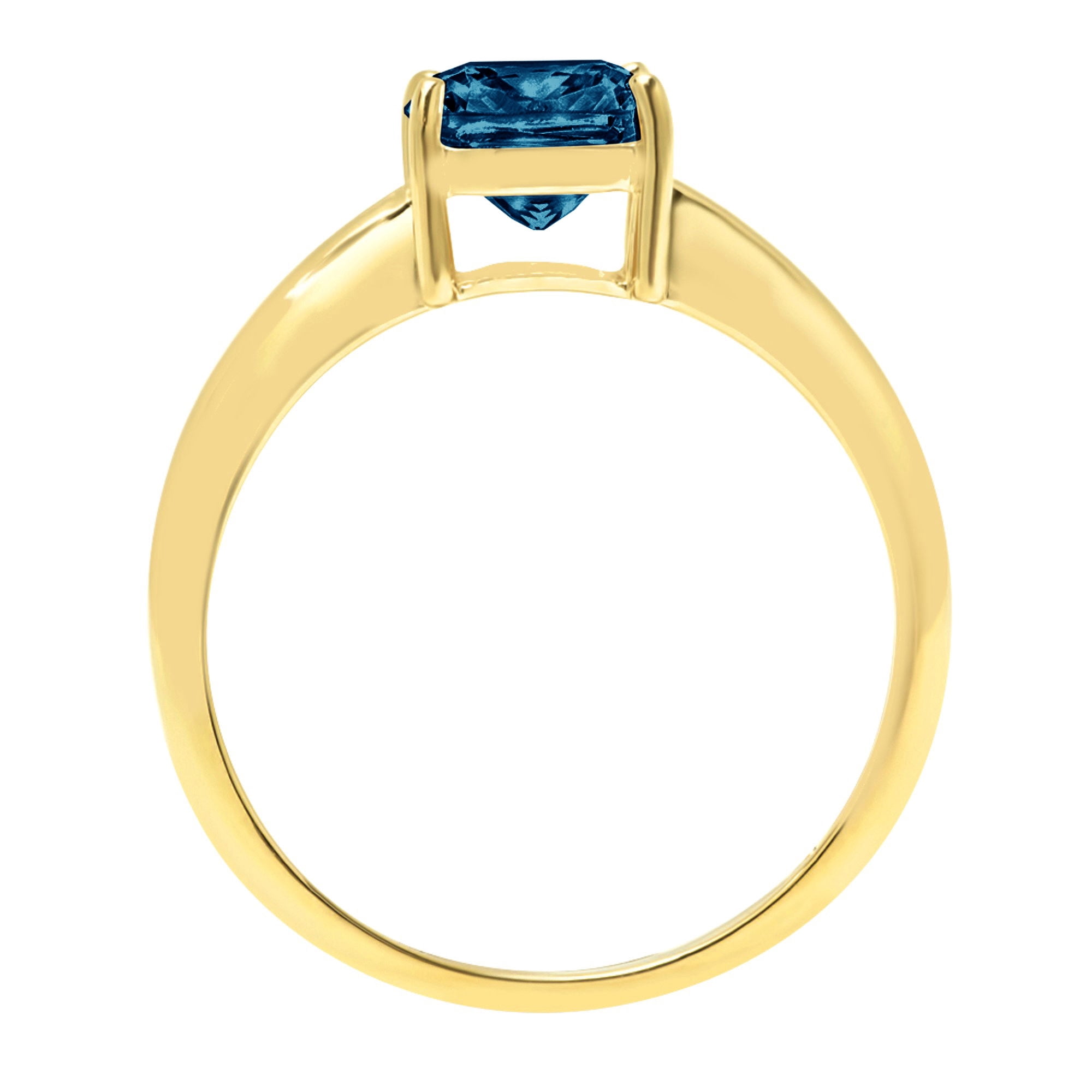 2 ct Cushion Cut Natural London Blue Topaz Solitaire Engagement Ring ...