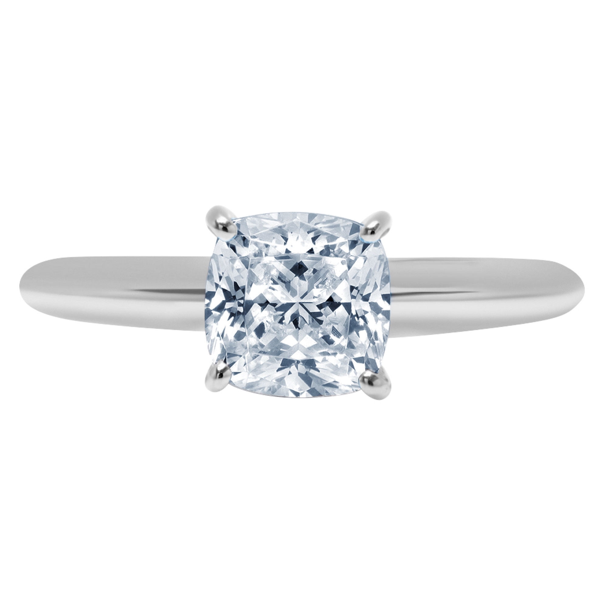 2 ct Cushion Cut Simulated Blue Diamond Solitaire 18K White Gold Womens ...