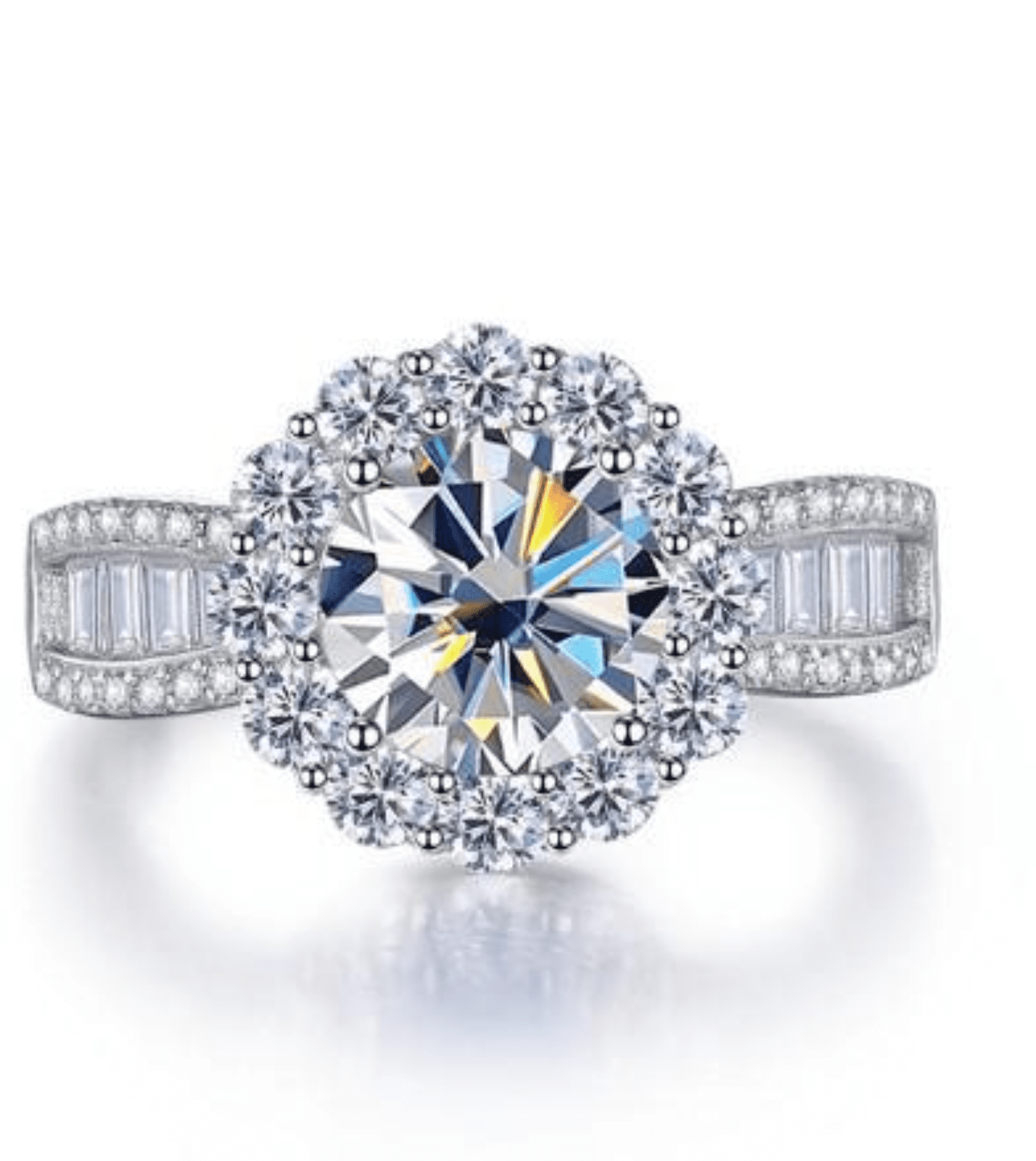 2 ct D Color Moissanite Engagement Ring for Women,925 Sterling Silver ...