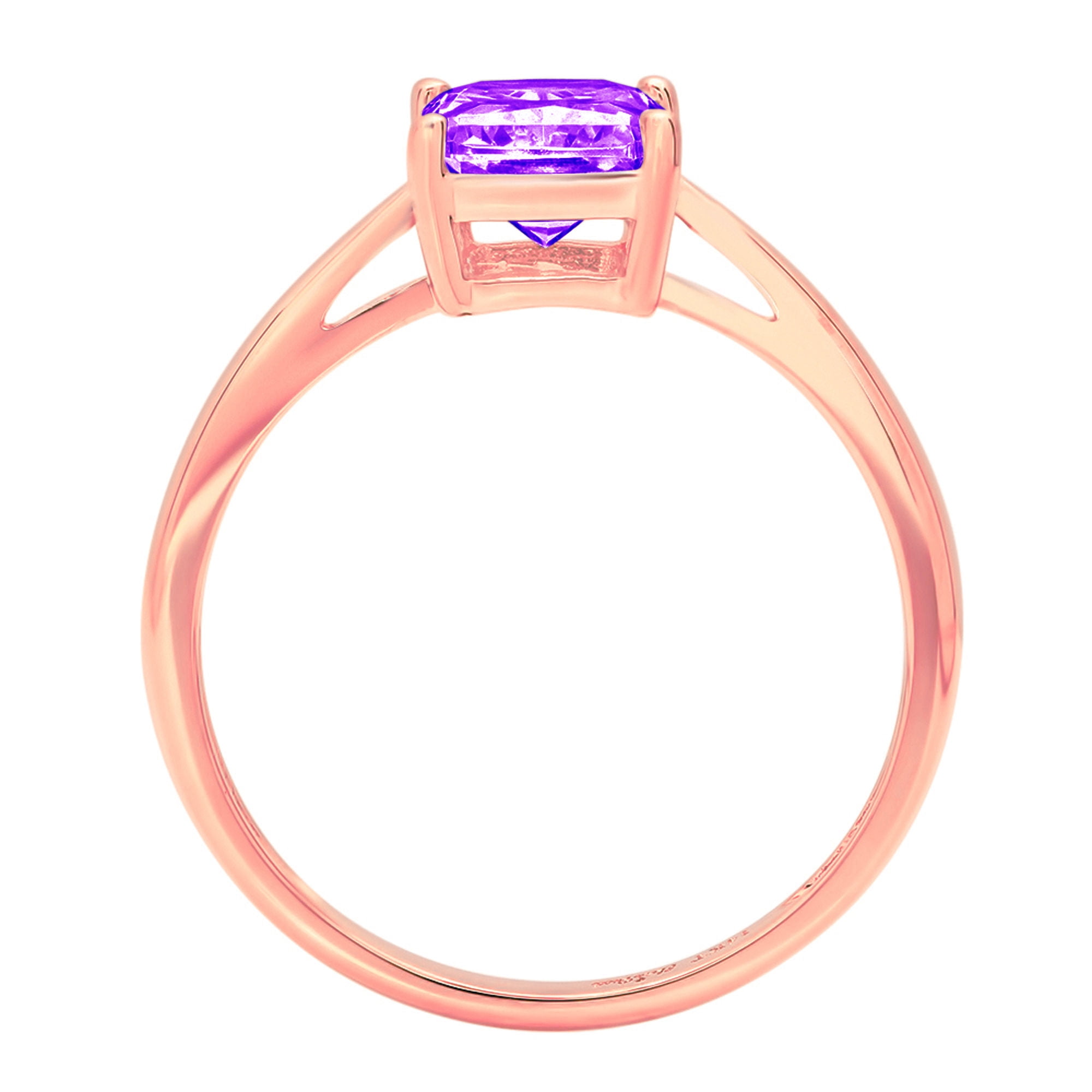 2 ct Emerald Cut Natural Amethyst Solitaire Engagement Ring for Women ...