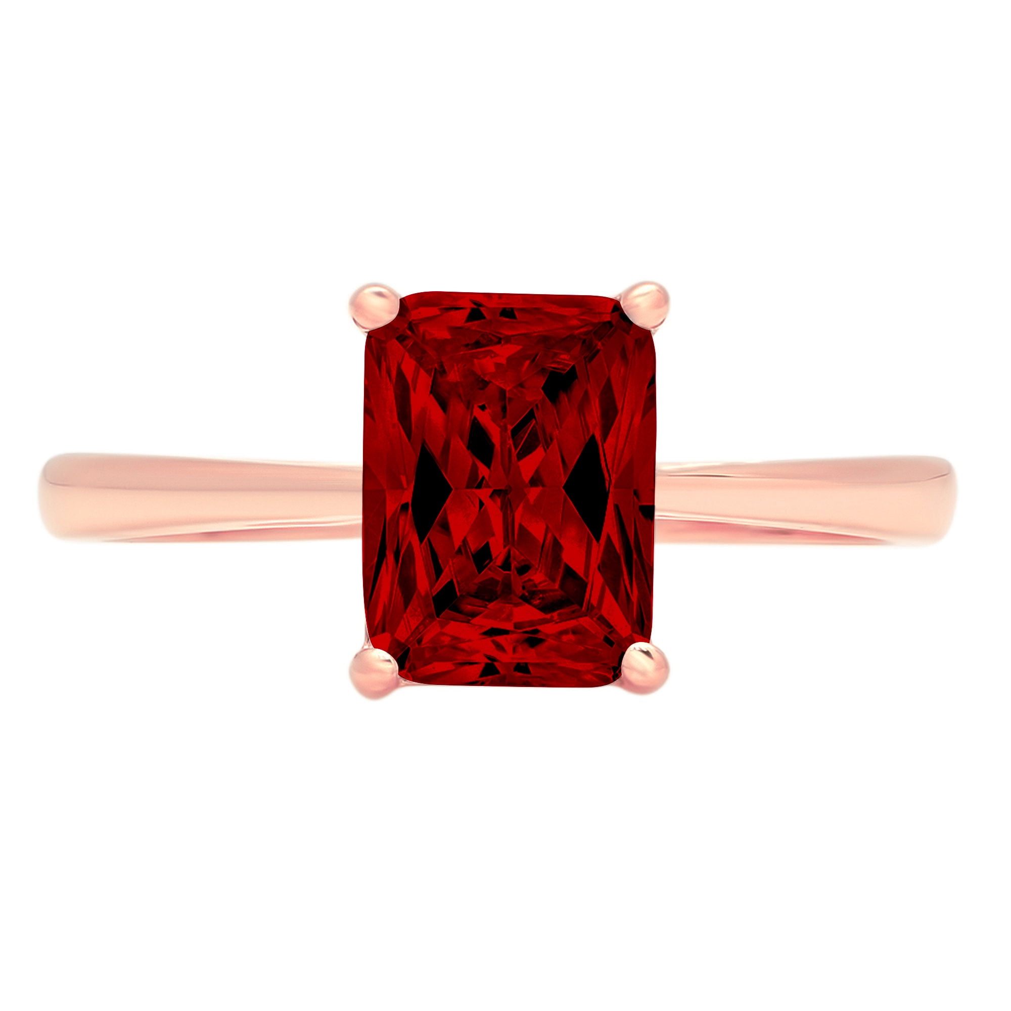 2 ct Emerald Cut Natural Garnet Solitaire 14K Rose Gold Womens ...