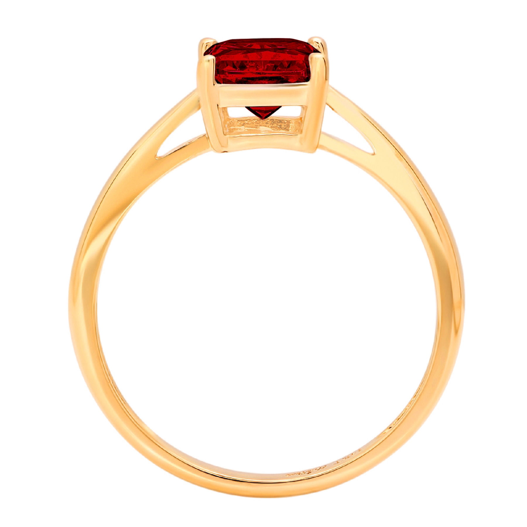 2 ct Emerald Cut Natural Garnet Solitaire Engagement Ring for Women in 14K Yellow Gold - Walmart.com