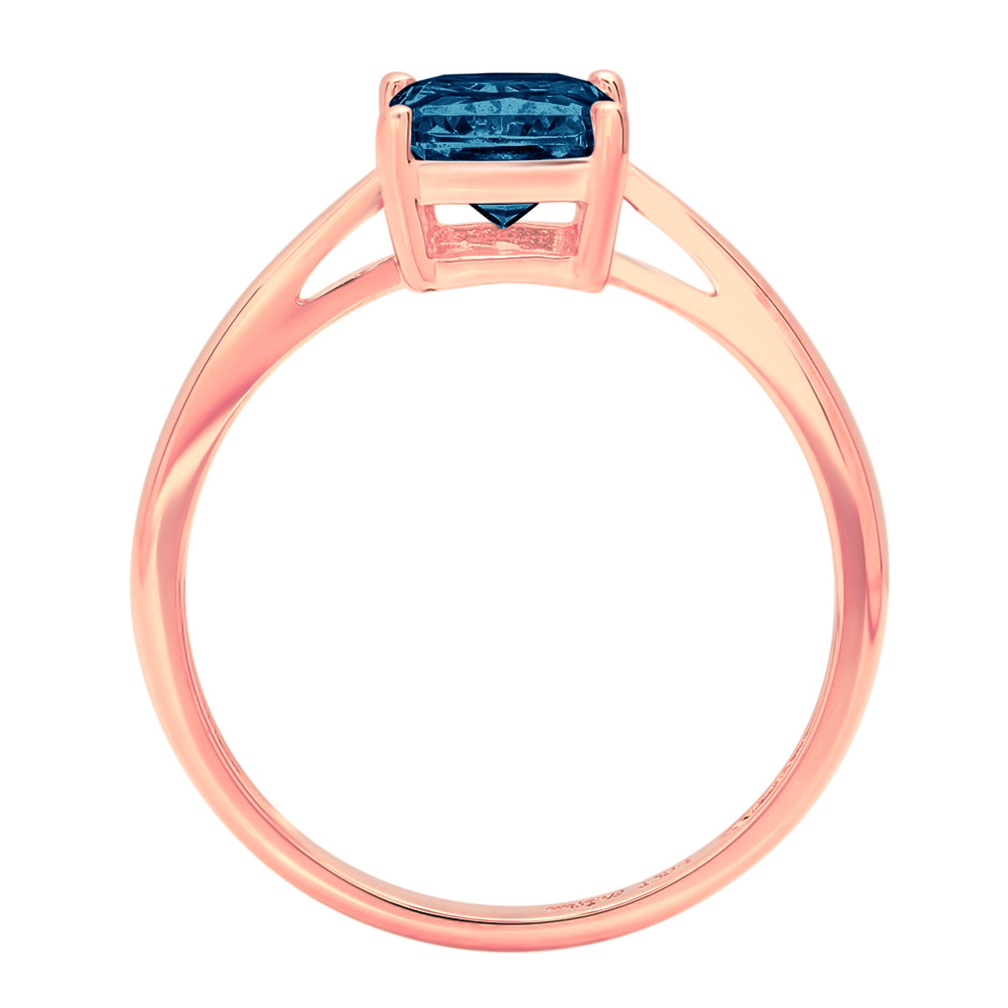 2 ct Emerald Cut Natural London Blue Topaz Solitaire Engagement Ring ...