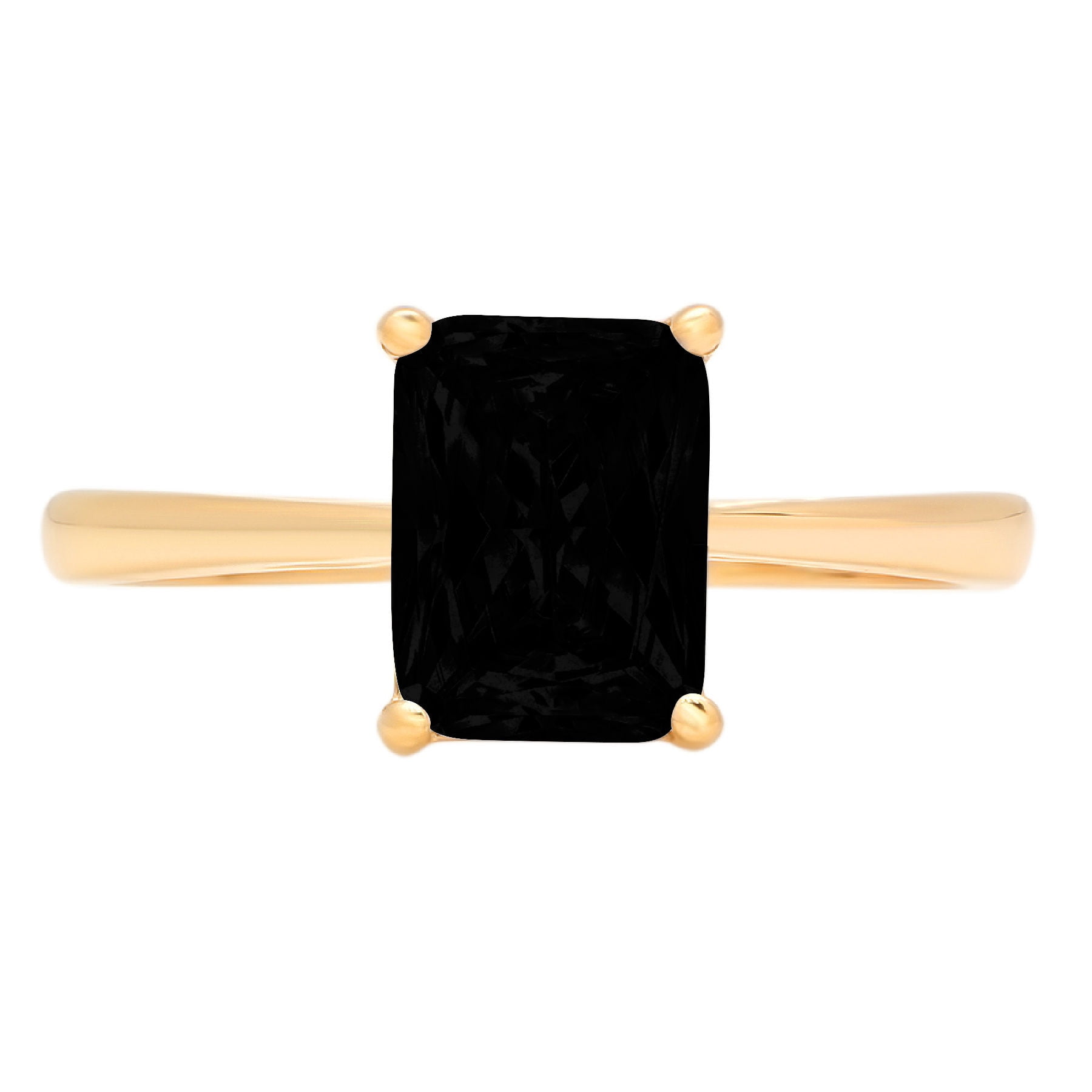 2 ct Emerald Cut Natural Onyx Solitaire 14K Yellow Gold Womens ...