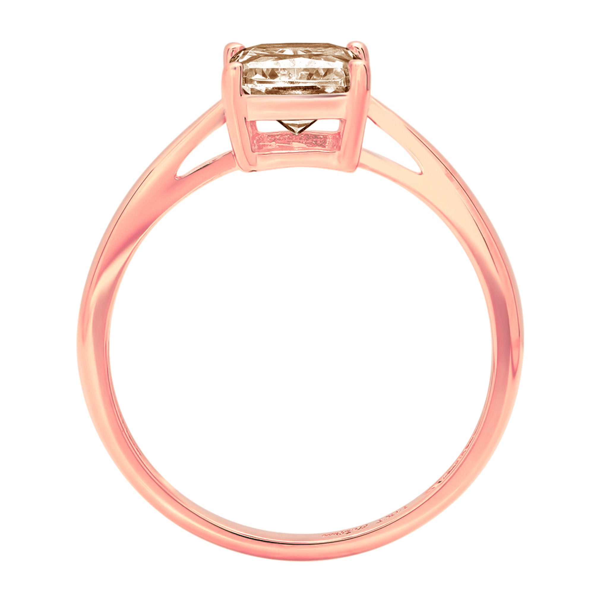 2 ct Emerald Cut Simulated Champagne Diamond Solitaire Engagement Ring ...