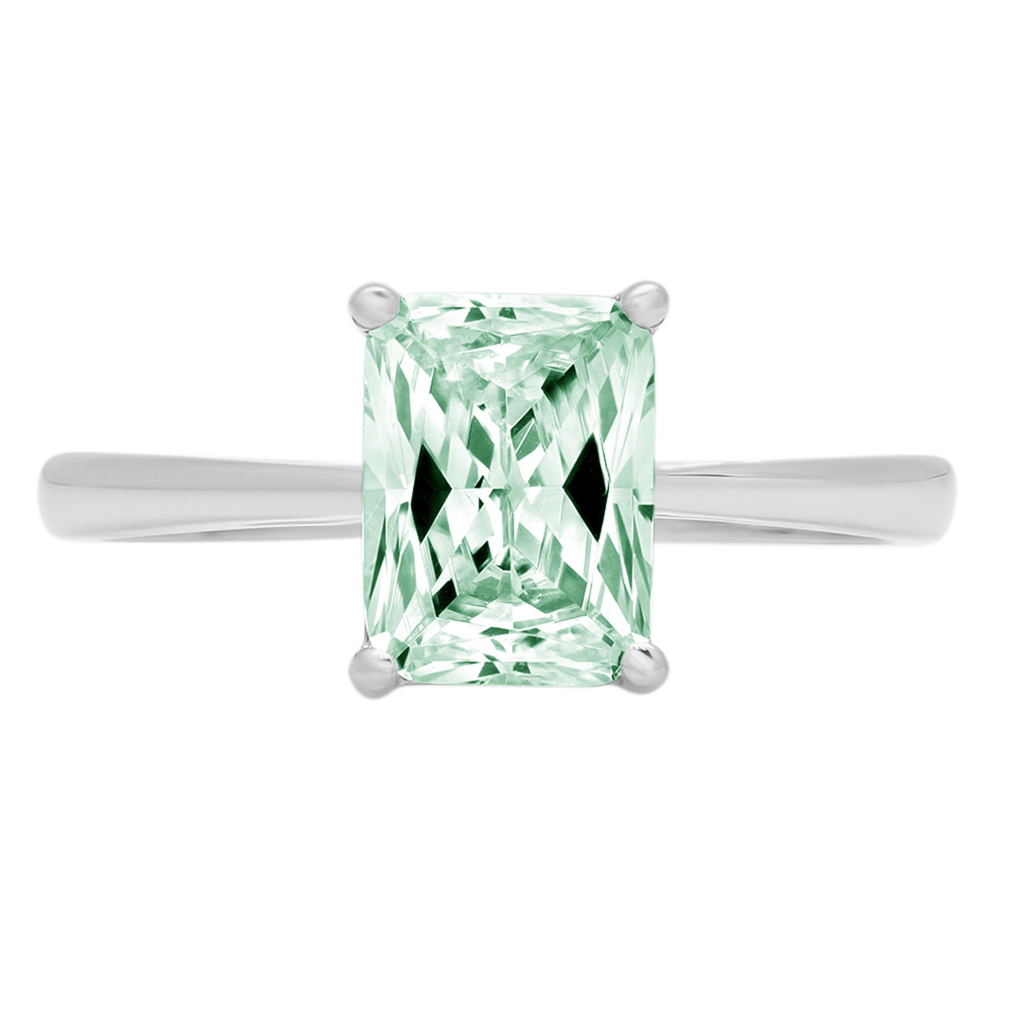 2 ct Emerald Cut Simulated Green Diamond Solitaire 18K White Gold ...