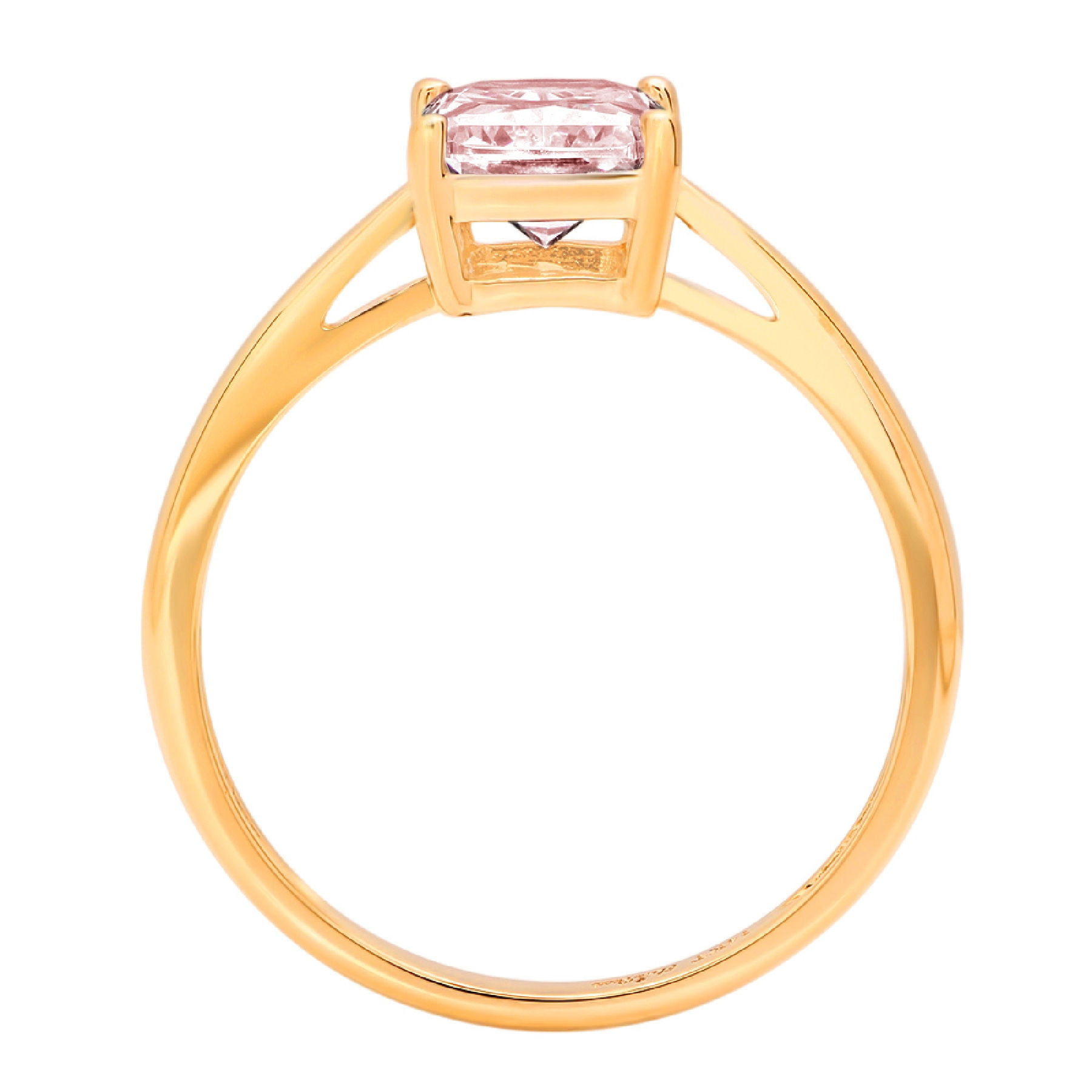 2 ct Emerald Cut Simulated Pink Diamond Solitaire Engagement Ring for ...