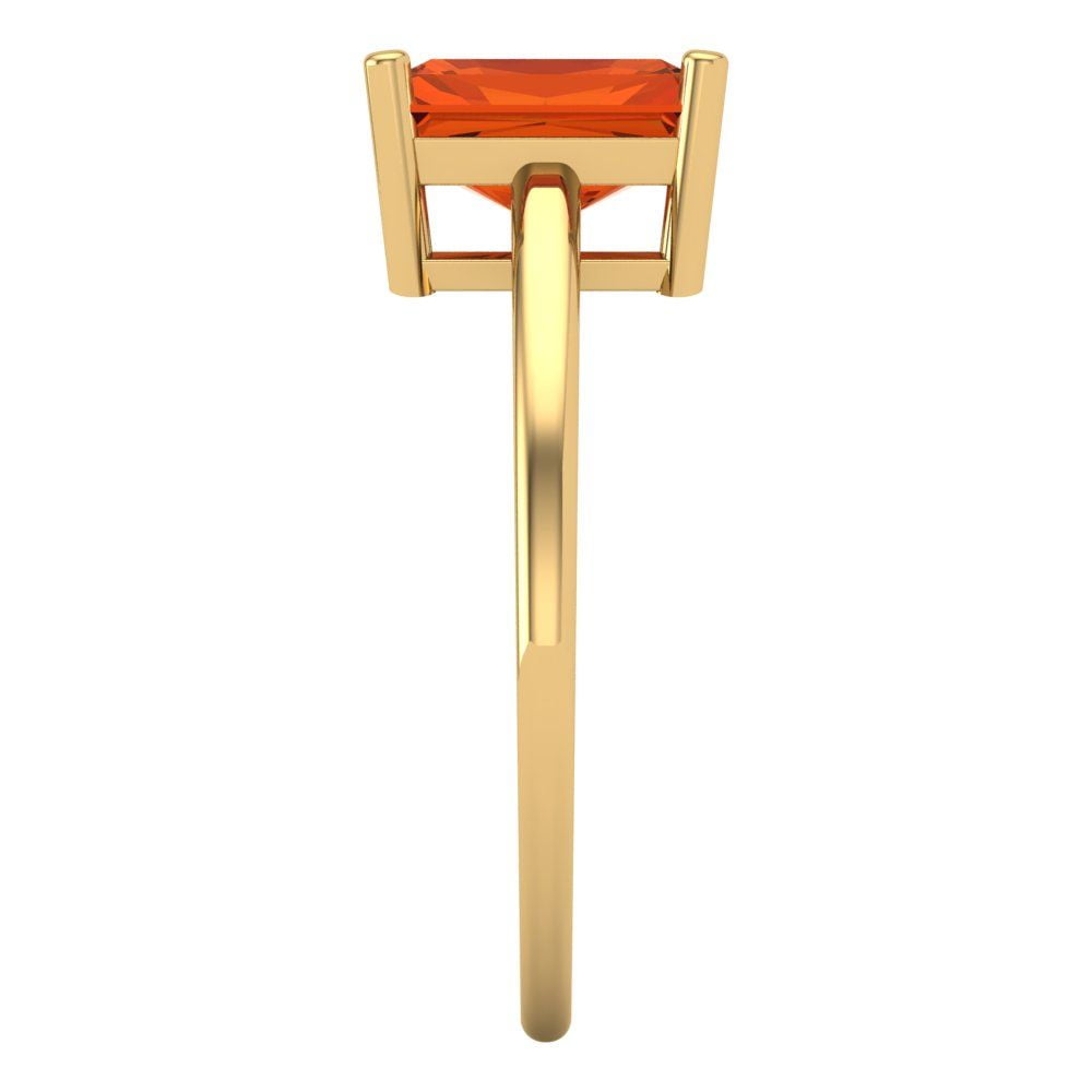 2 ct Emerald Cut Simulated Red Diamond Solitaire 14K Yellow Gold Womens ...