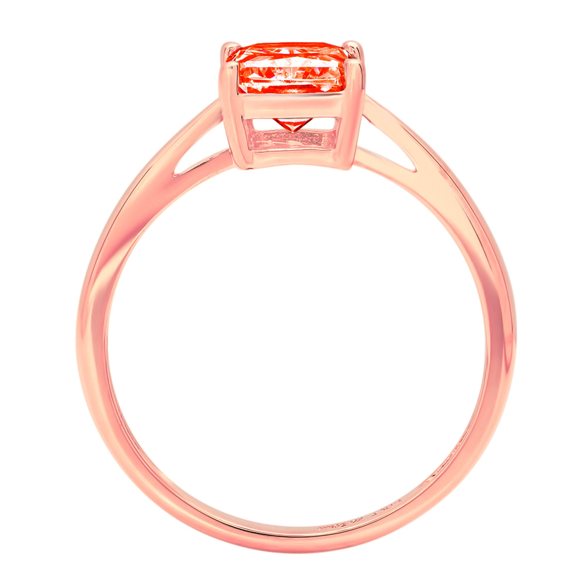 2 ct Emerald Cut Simulated Red Diamond Solitaire Engagement Ring for ...