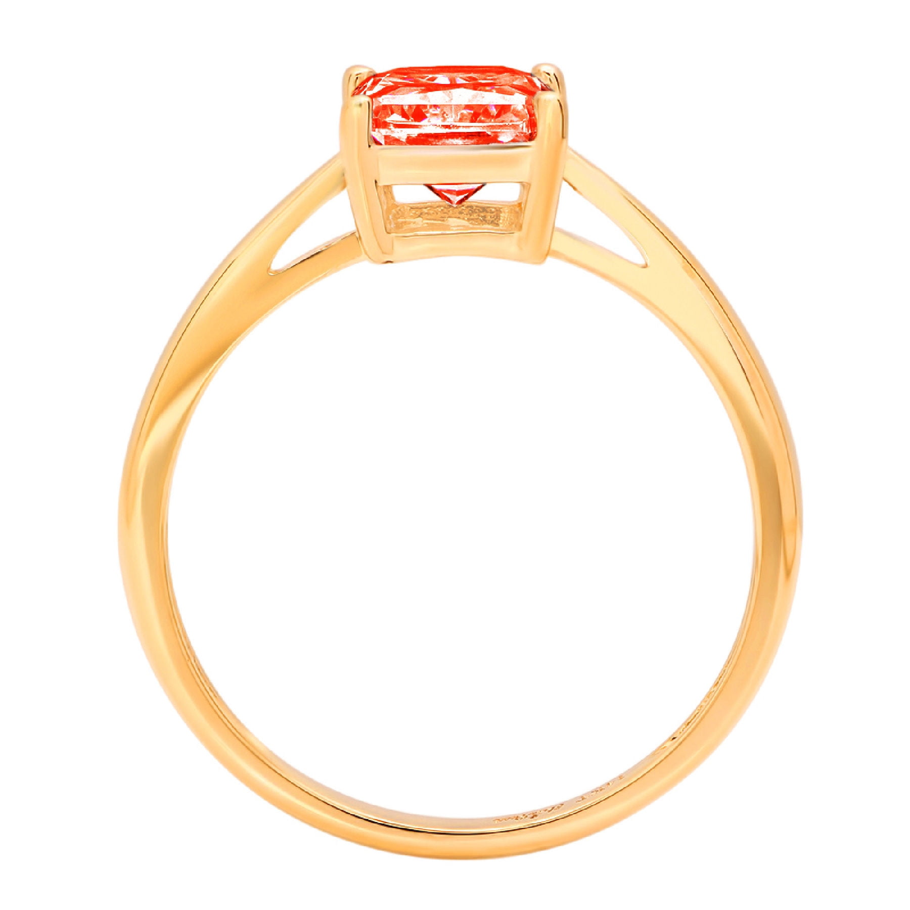 2 ct Emerald Cut Simulated Red Diamond Solitaire Engagement Ring for ...