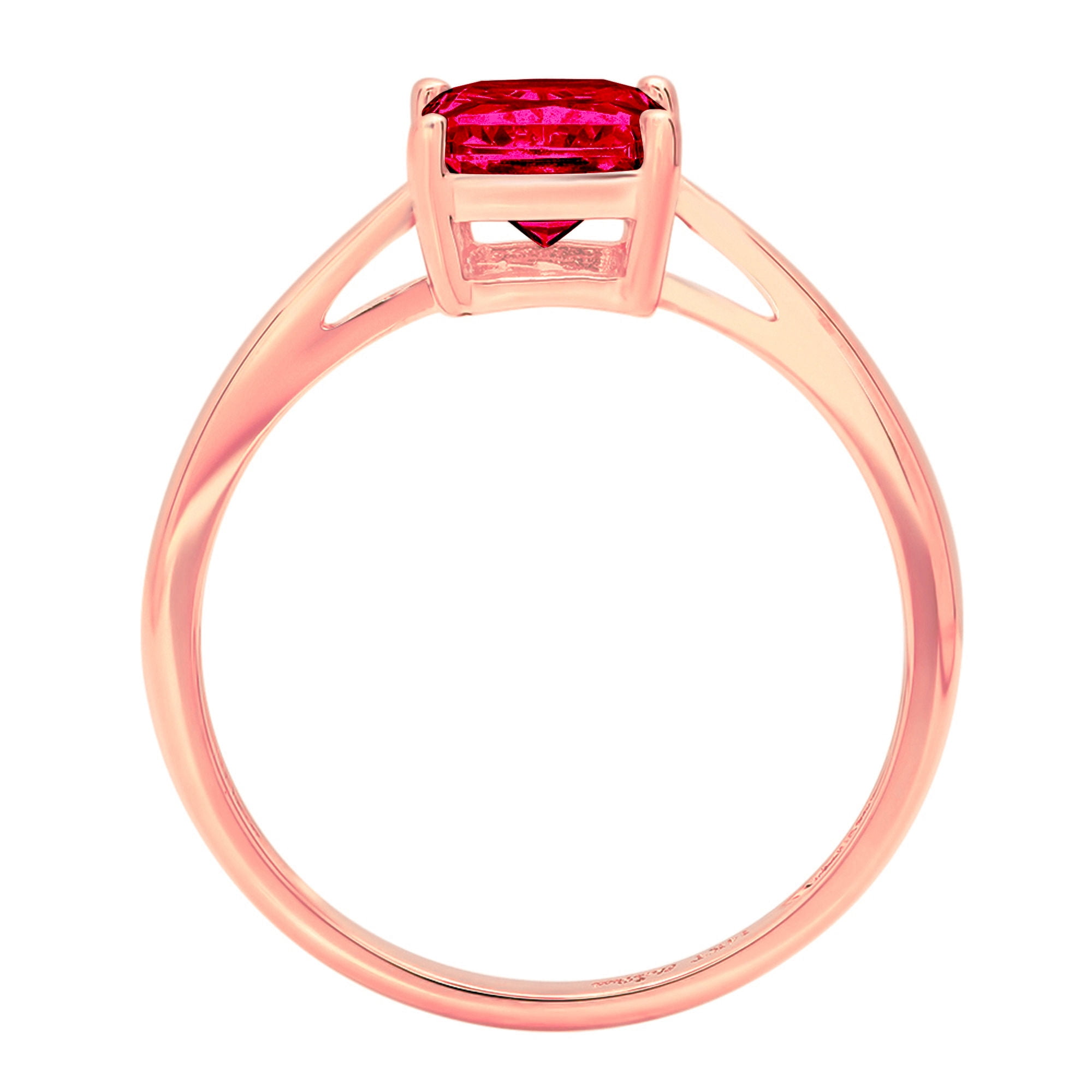 2 ct Emerald Cut Simulated Ruby Solitaire Engagement Ring for Women in ...