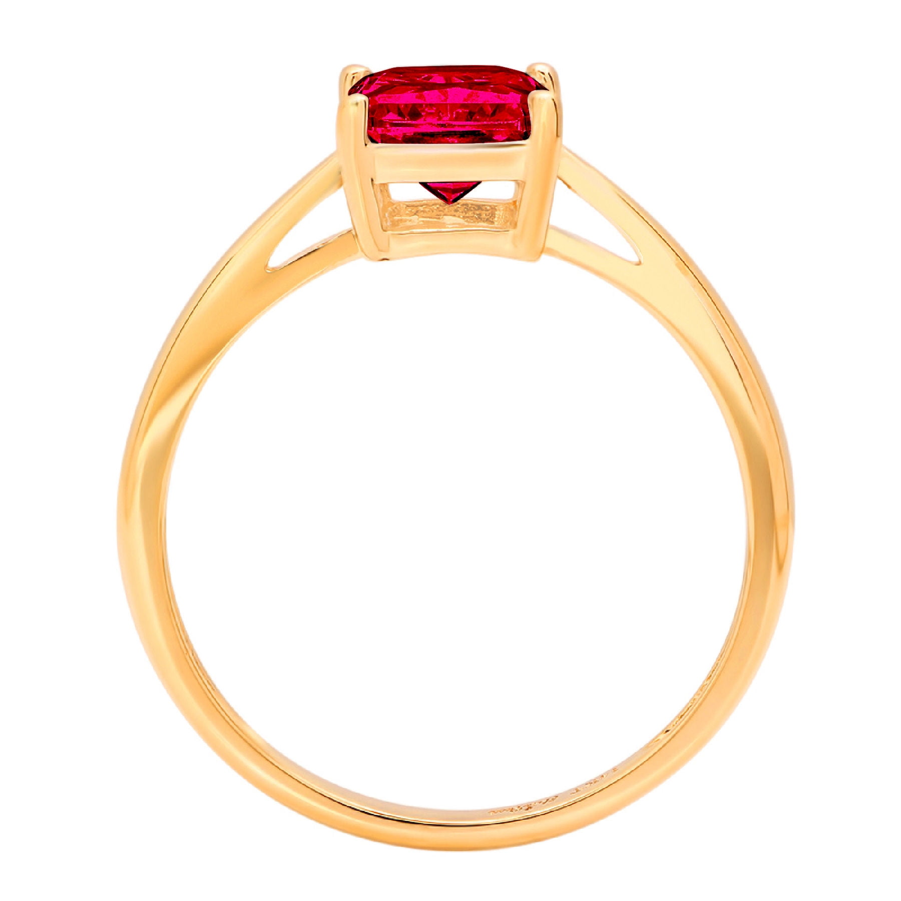 2 ct Emerald Cut Simulated Ruby Solitaire Engagement Ring for Women in ...