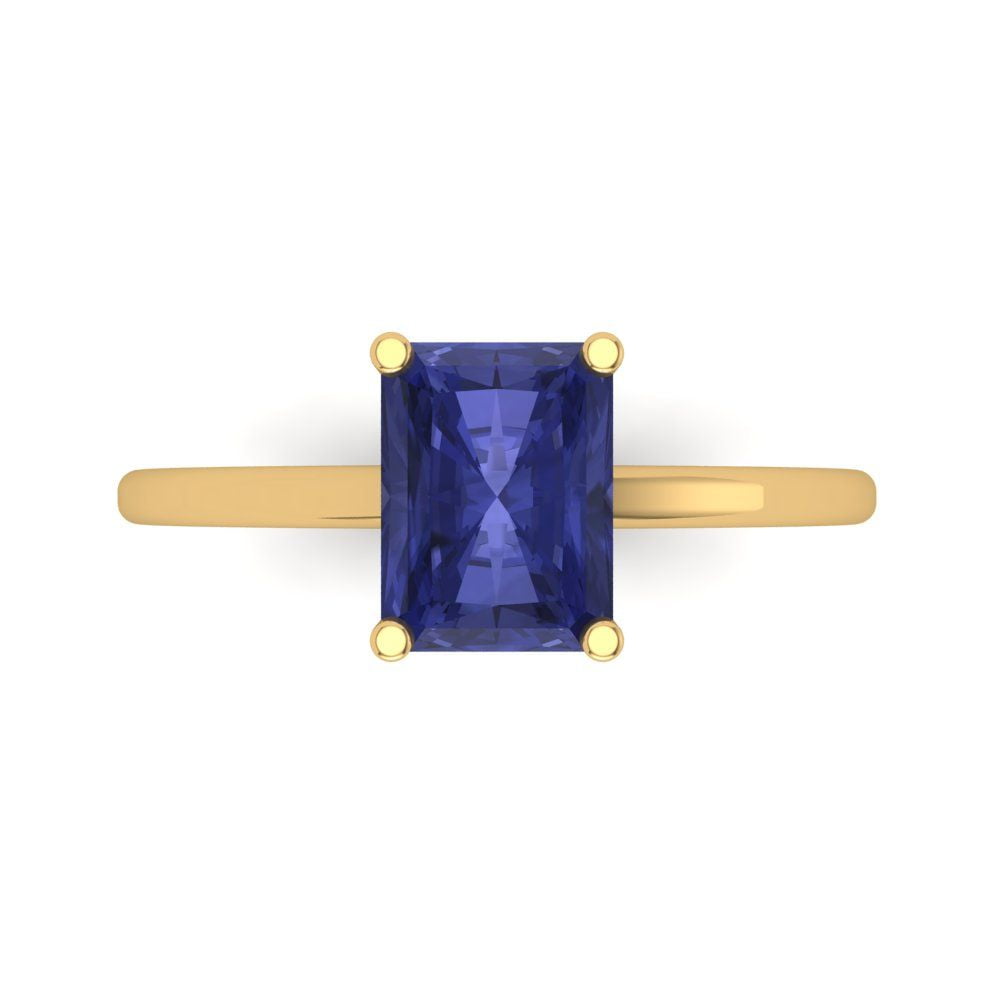 2 ctw Solitaire Anniversary Ring for Women | Emerald Cut Simulated ...