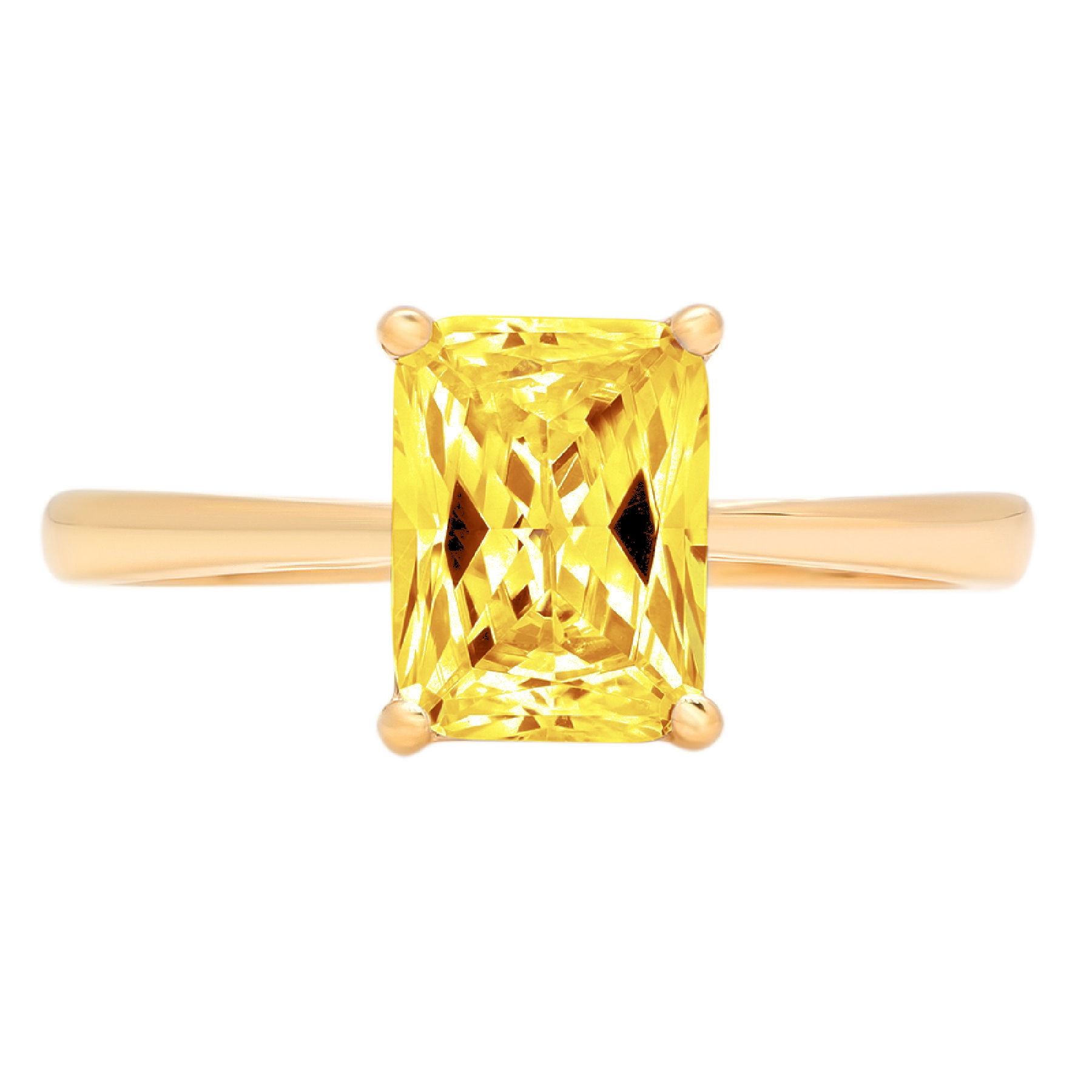 2 ct Emerald Cut Simulated Yellow Diamond Solitaire 18K Yellow Gold ...