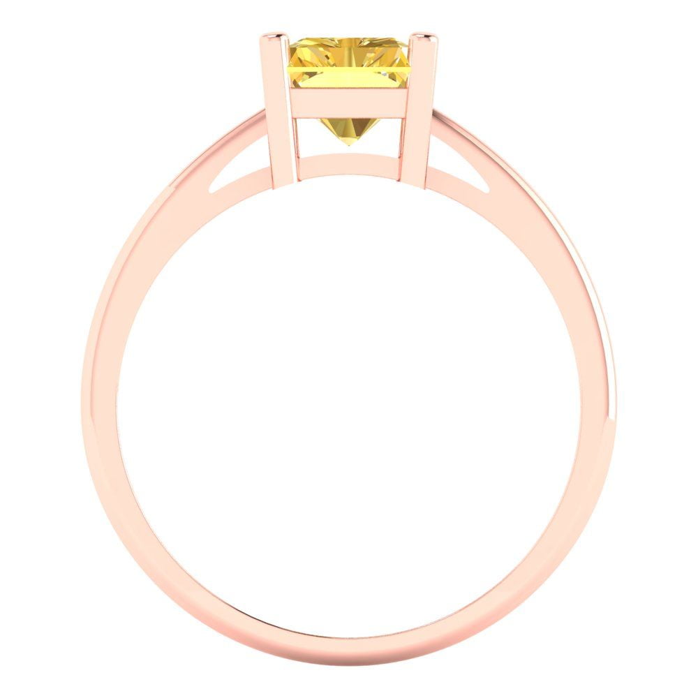 2 ct Emerald Cut Simulated Yellow Diamond Solitaire Engagement Ring for ...
