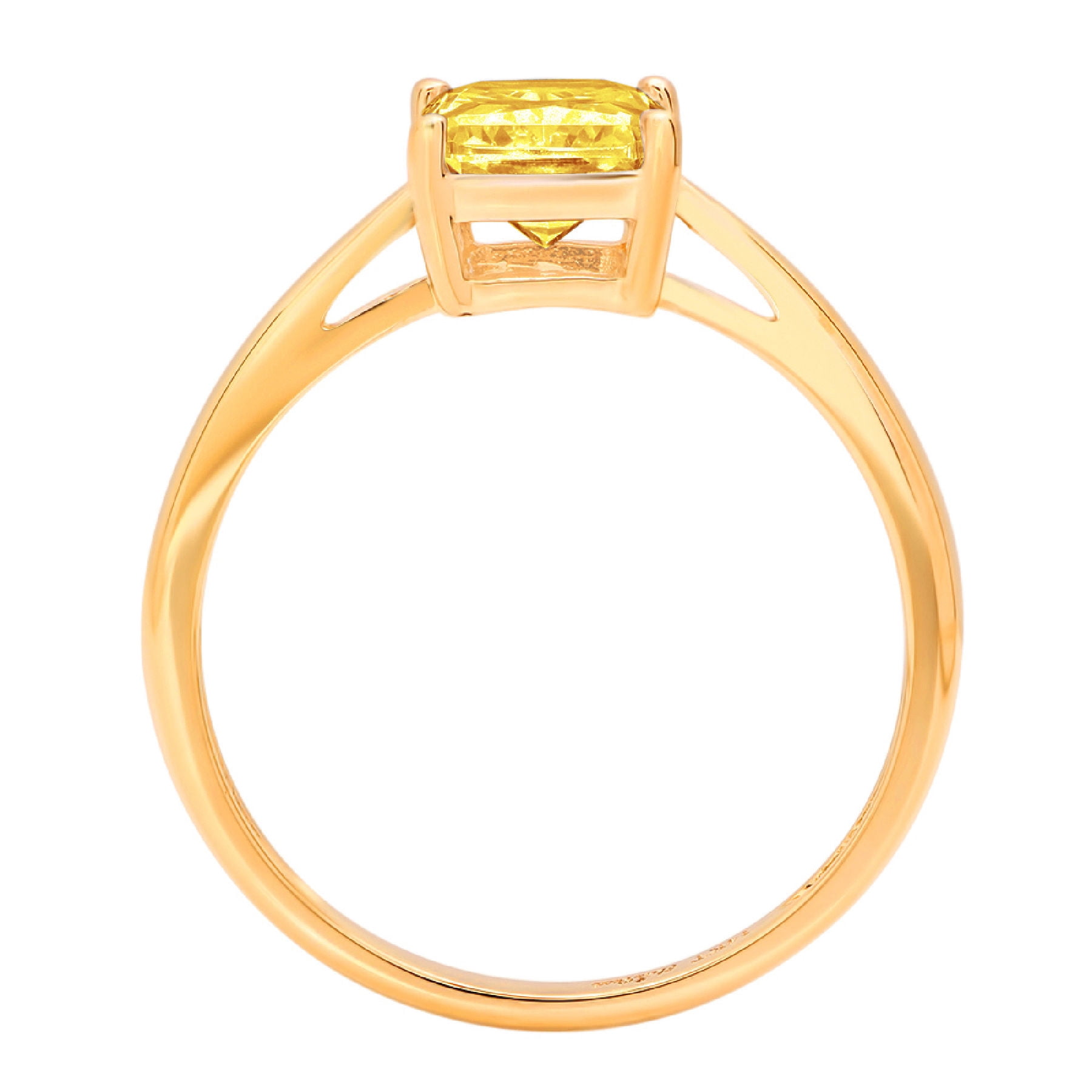 2 ct Emerald Cut Simulated Yellow Diamond Solitaire Engagement Ring for ...