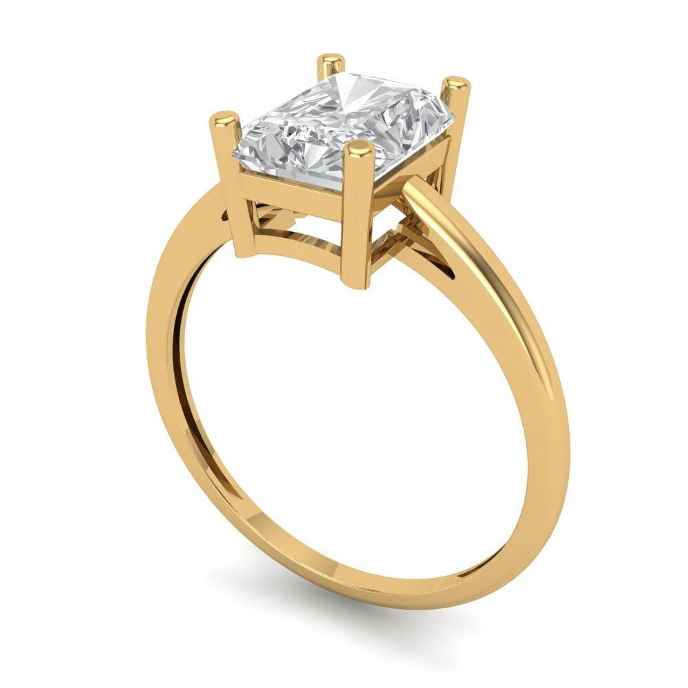 2 ct Emerald Cut White Sapphire Solitaire Engagement Ring for Women in ...