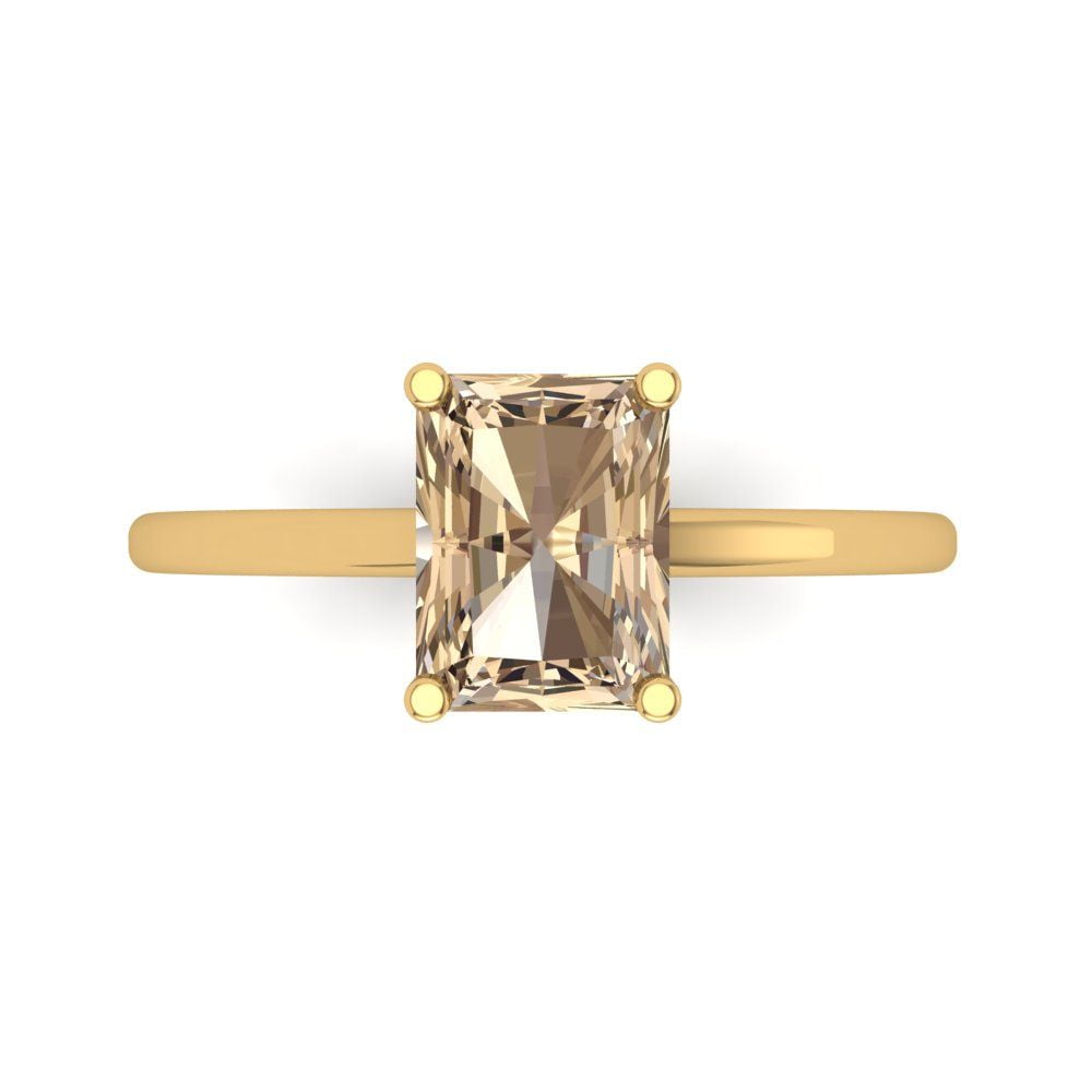 2 ct Emerald Cut Yellow Moissanite Solitaire 14K Yellow Gold Womens Engagement Ring - Walmart.com