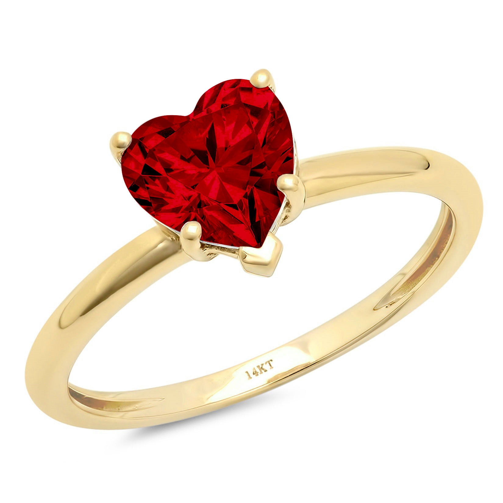 2 ct Heart Cut Natural Garnet Solitaire 18K Yellow Gold Womens ...