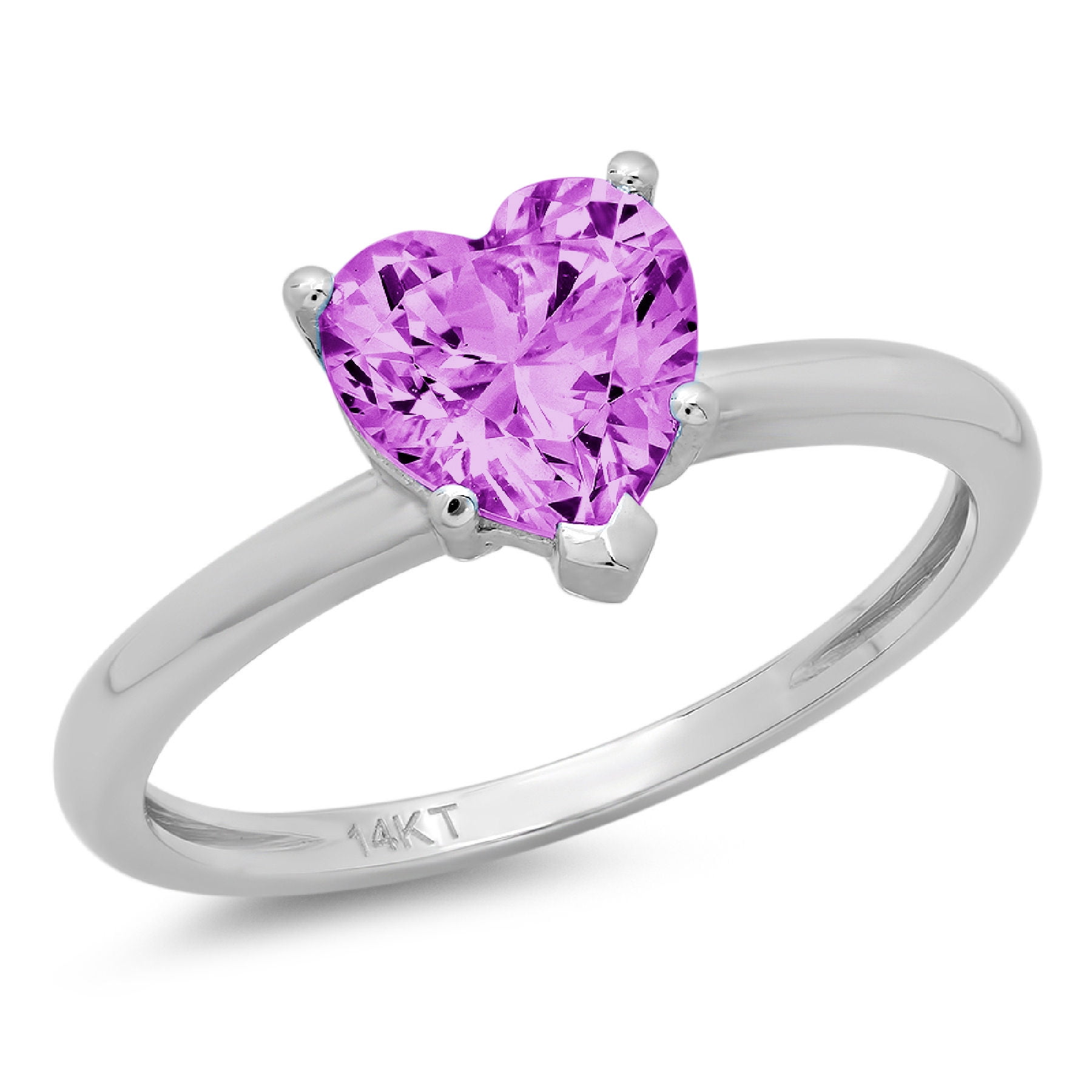 2 ct Heart Cut Simulated Alexandrite Solitaire 14K White Gold Womens ...