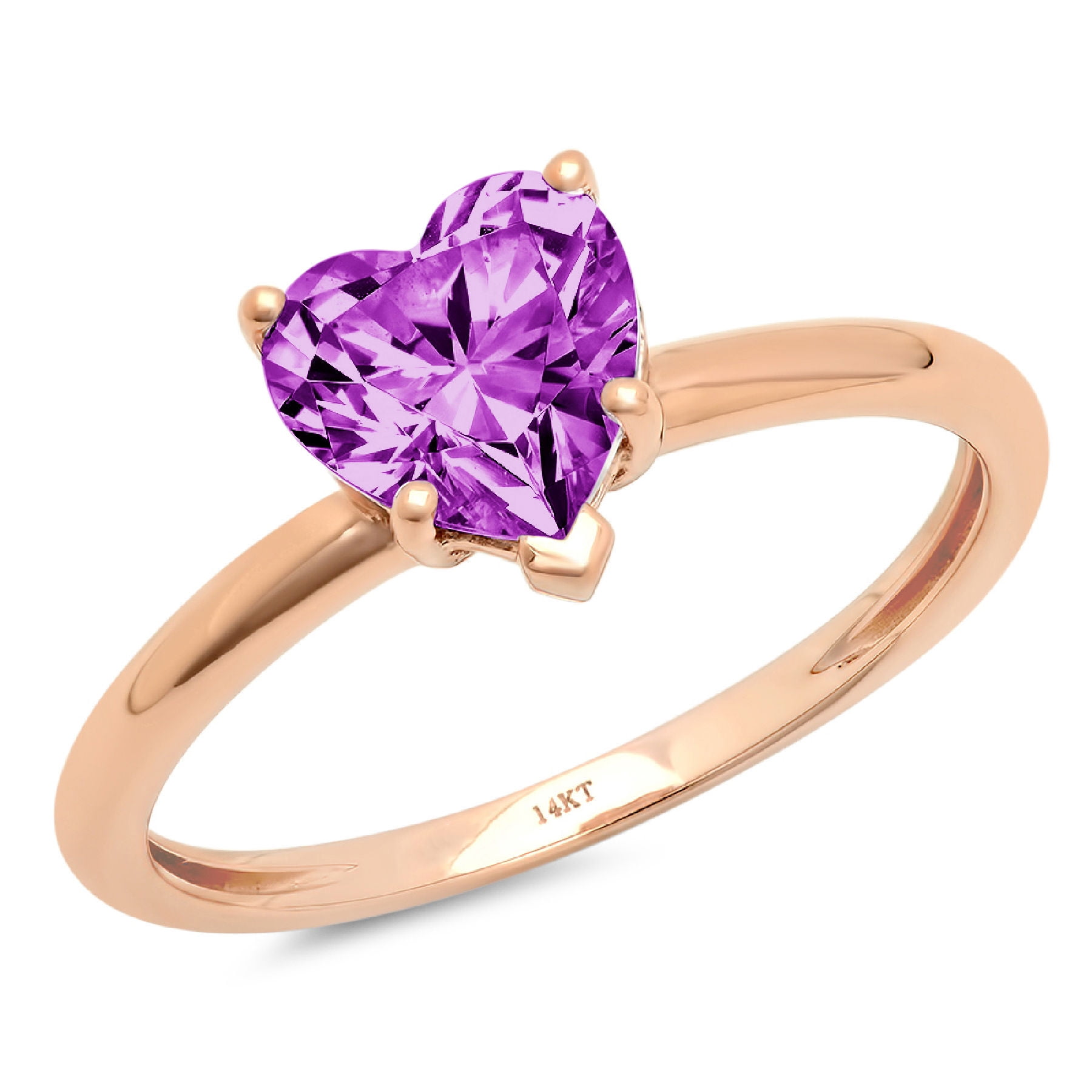 2 ct Heart Cut Simulated Alexandrite Solitaire 18K Rose Gold Womens ...