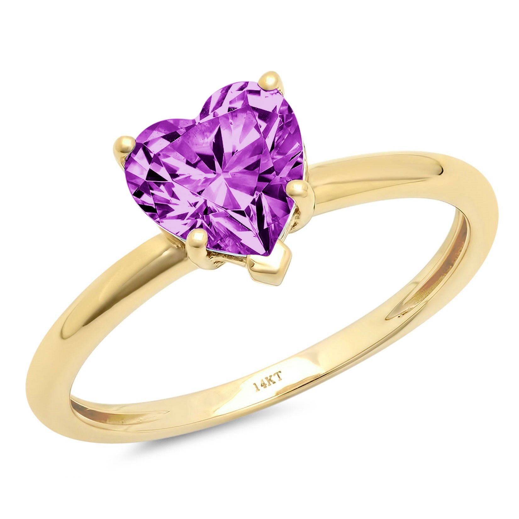 2 ct Heart Cut Simulated Alexandrite Solitaire 18K Yellow Gold Womens ...
