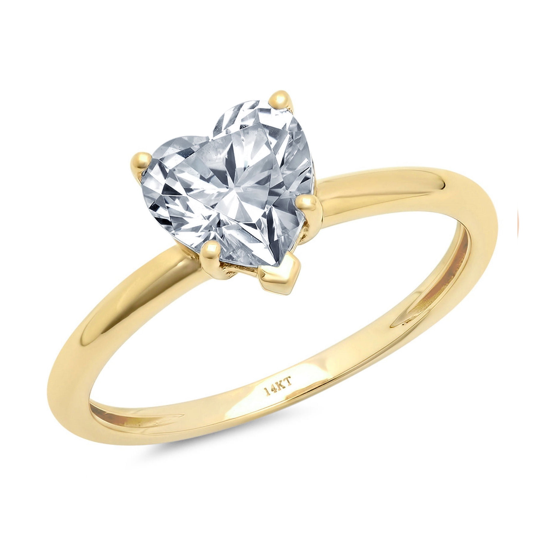 2 ct Heart Cut Simulated Blue Diamond Solitaire 14K Rose Gold Womens ...