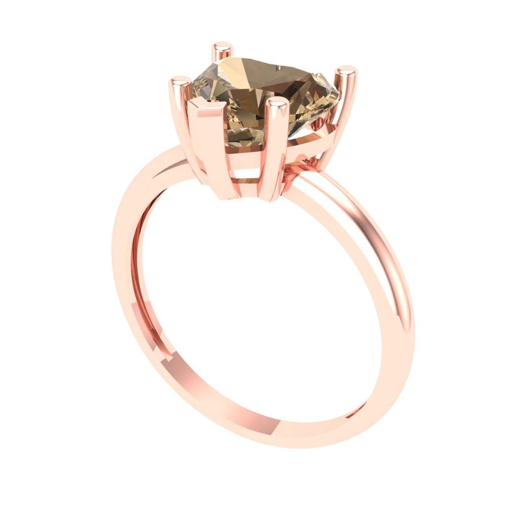 2 ct Heart Cut Simulated Champagne Diamond Solitaire Engagement Ring ...