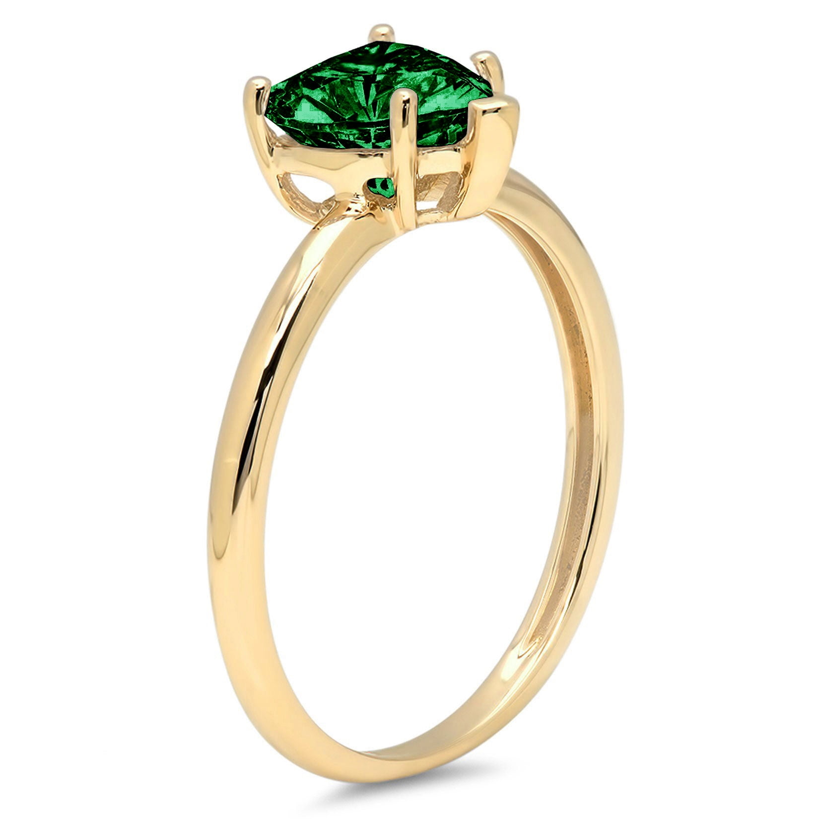 2 ct Heart Cut Simulated Emerald Solitaire Engagement Ring for Women in ...