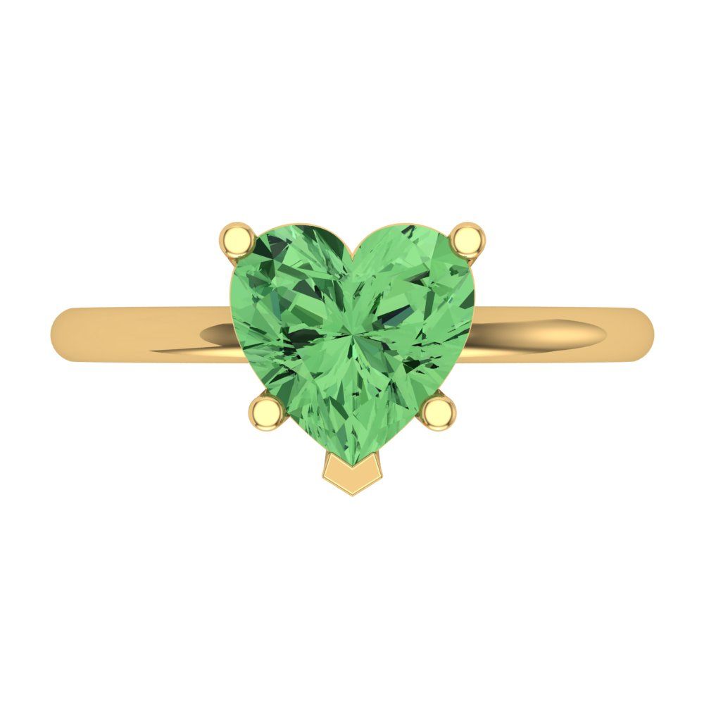 2 ct Heart Cut Simulated Green Diamond Solitaire Engagement Ring for ...