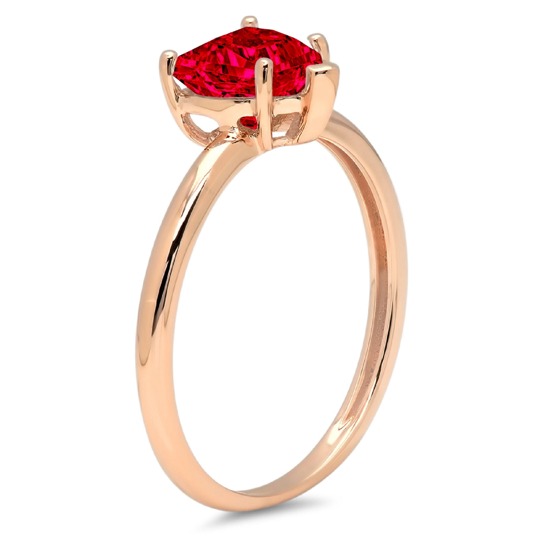 2 ct Heart Cut Simulated Ruby Solitaire Engagement Ring for Women in ...