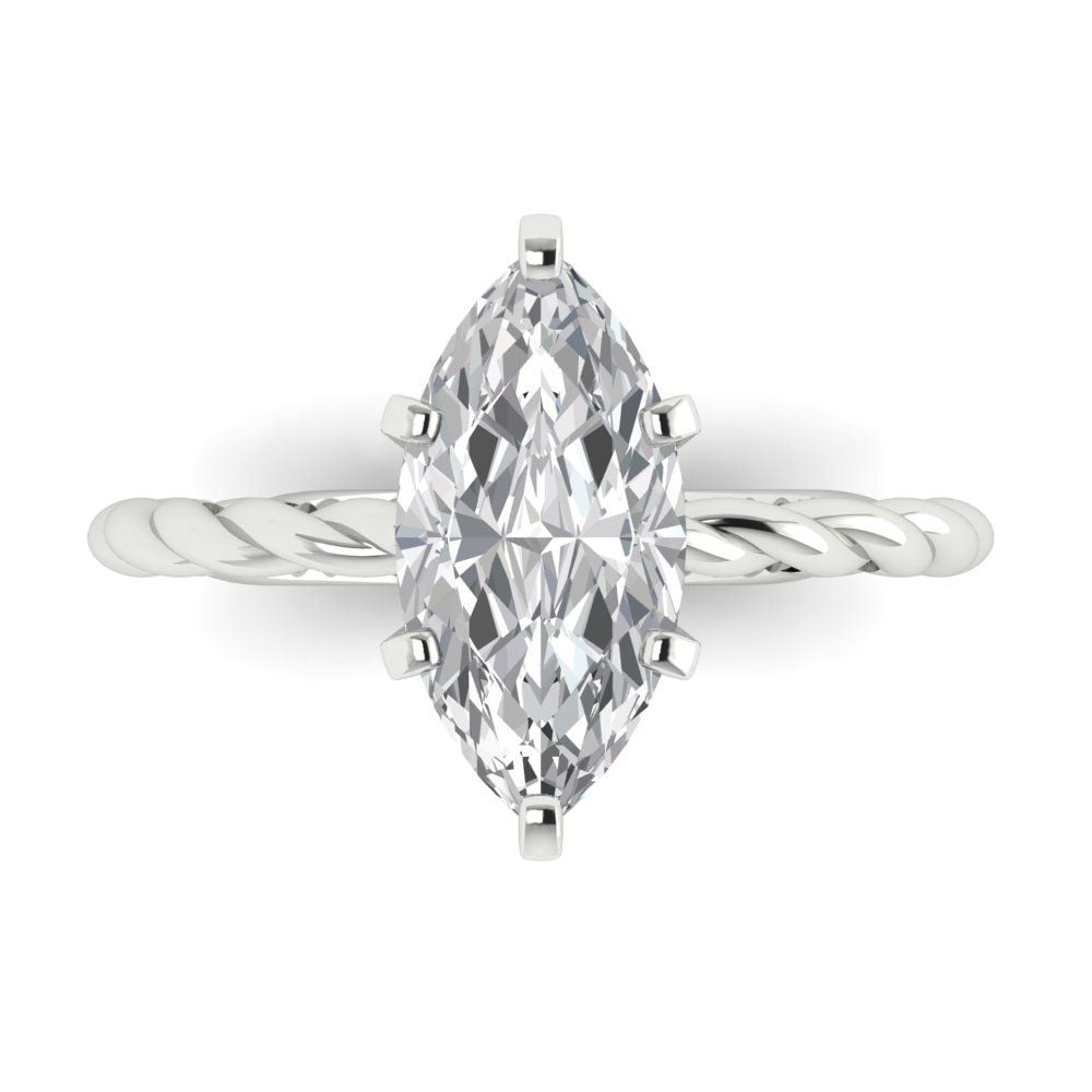 2 ct Marquise Cut Moissanite Solitaire 18K White Gold Womens Engagement Ring - Walmart.com