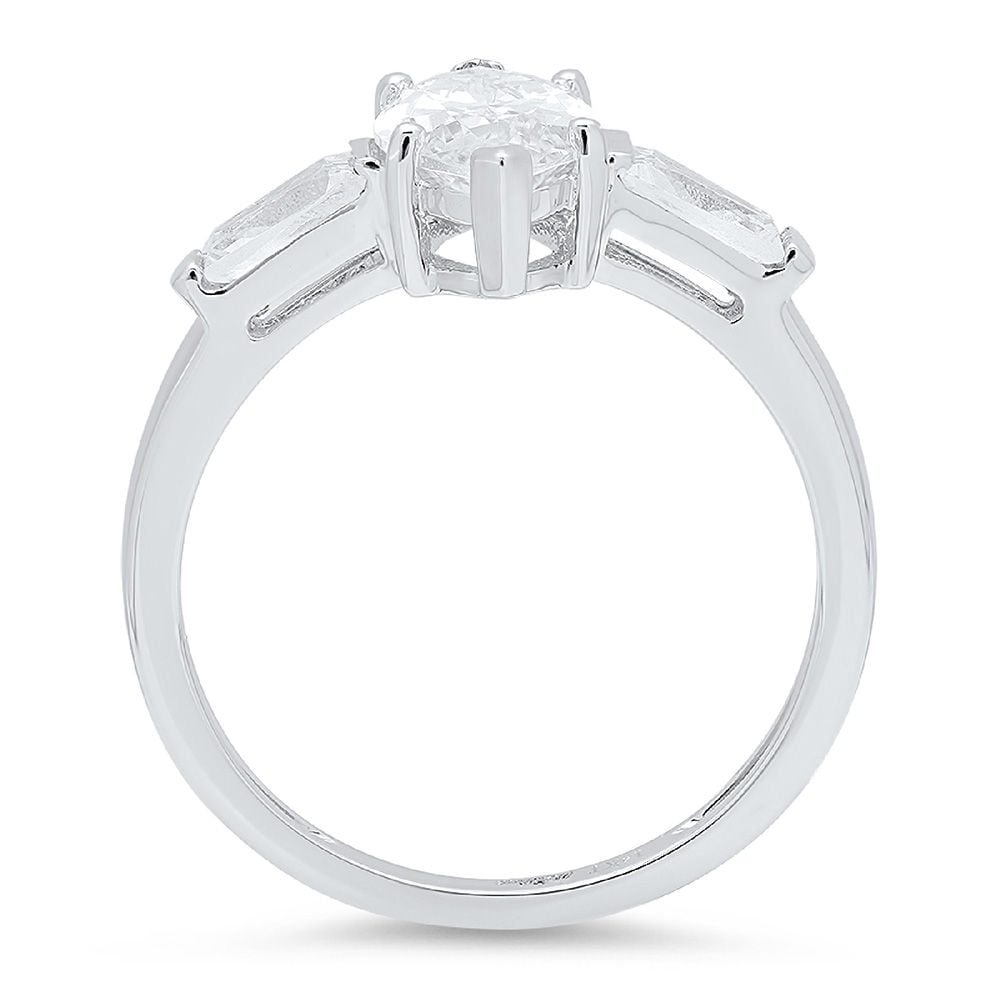 2 ct Marquise Cut Moissanite Three-Stone Engagement Ring for Women in 18K White Gold - Walmart.com