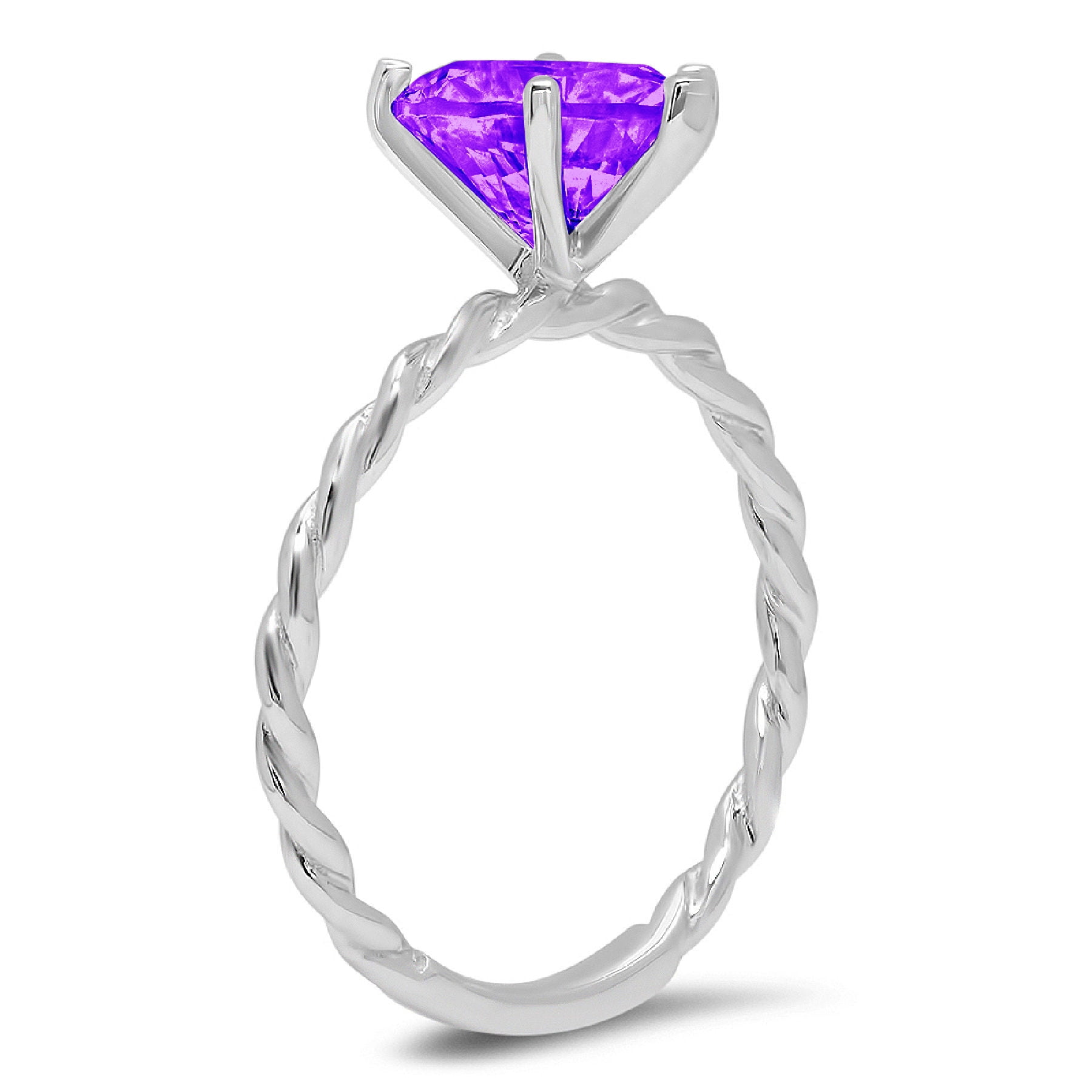 2 ct Marquise Cut Natural Amethyst Solitaire Engagement Ring for Women in 18K White Gold ...