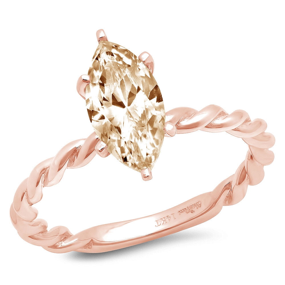 2 ct Marquise Cut Natural Morganite Solitaire 18K Rose Gold Womens ...
