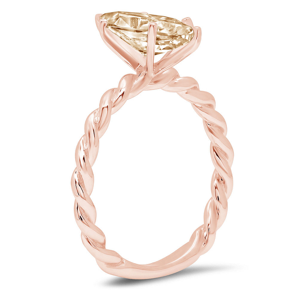 2 ct Marquise Cut Natural Morganite Solitaire Engagement Ring for Women ...