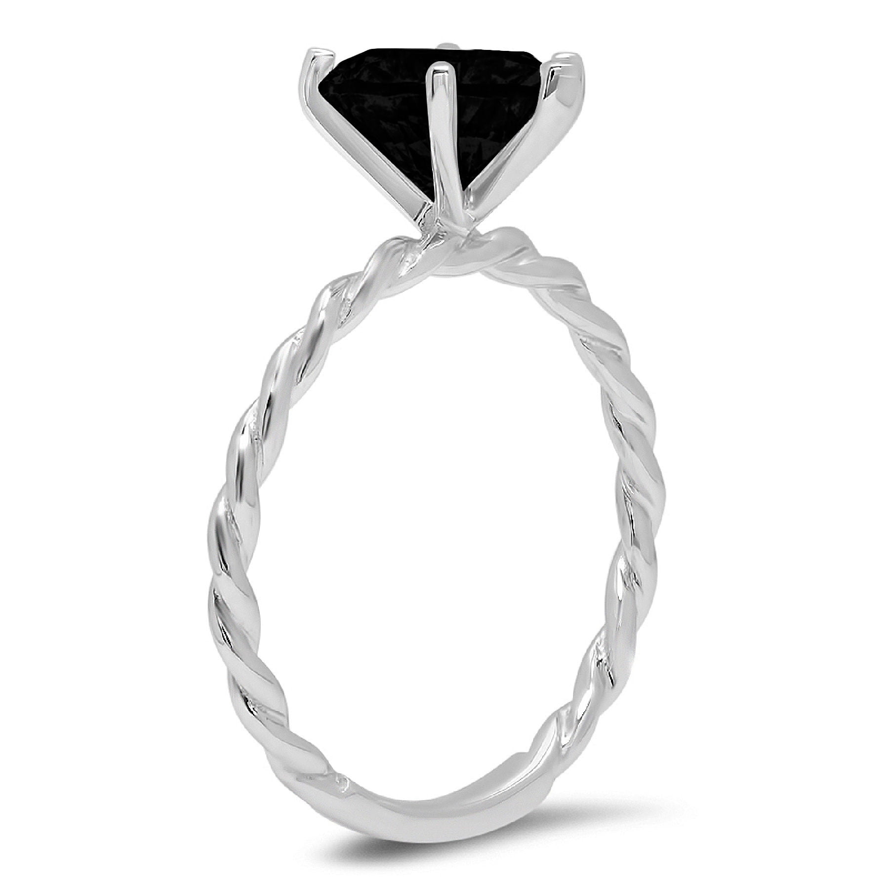 2 ct Marquise Cut Natural Onyx Solitaire Engagement Ring for Women in 18K White Gold - Walmart.com